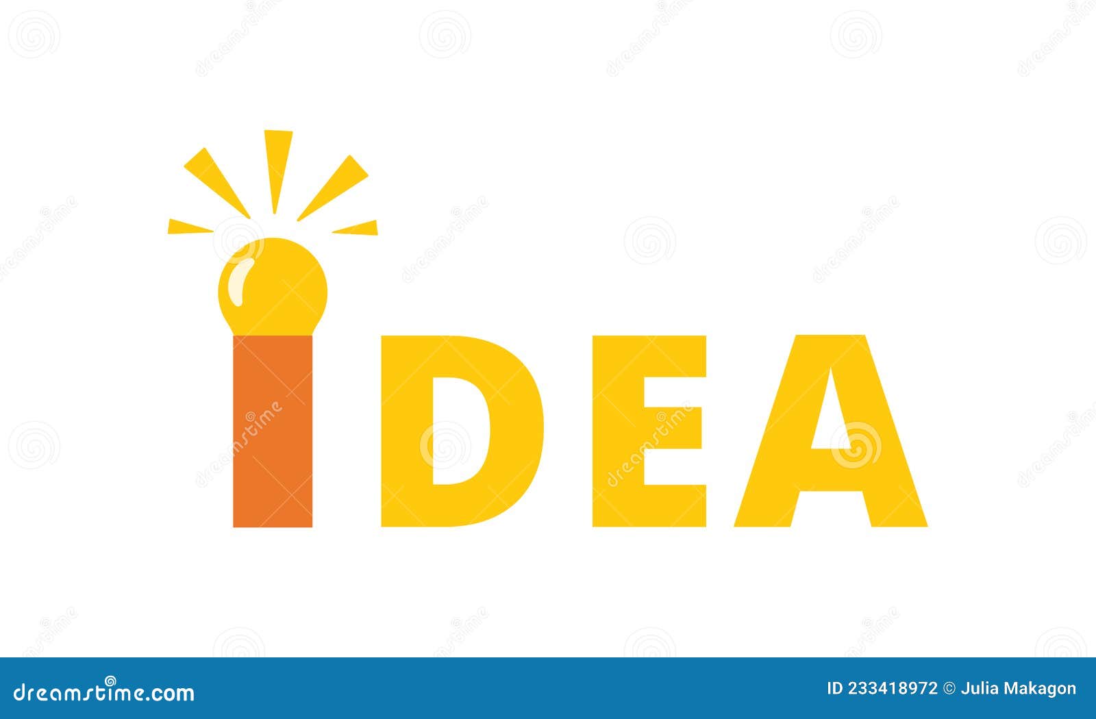 Good Idea Concept. Lettering Idea with a Burning Light Bulb. Creative ...