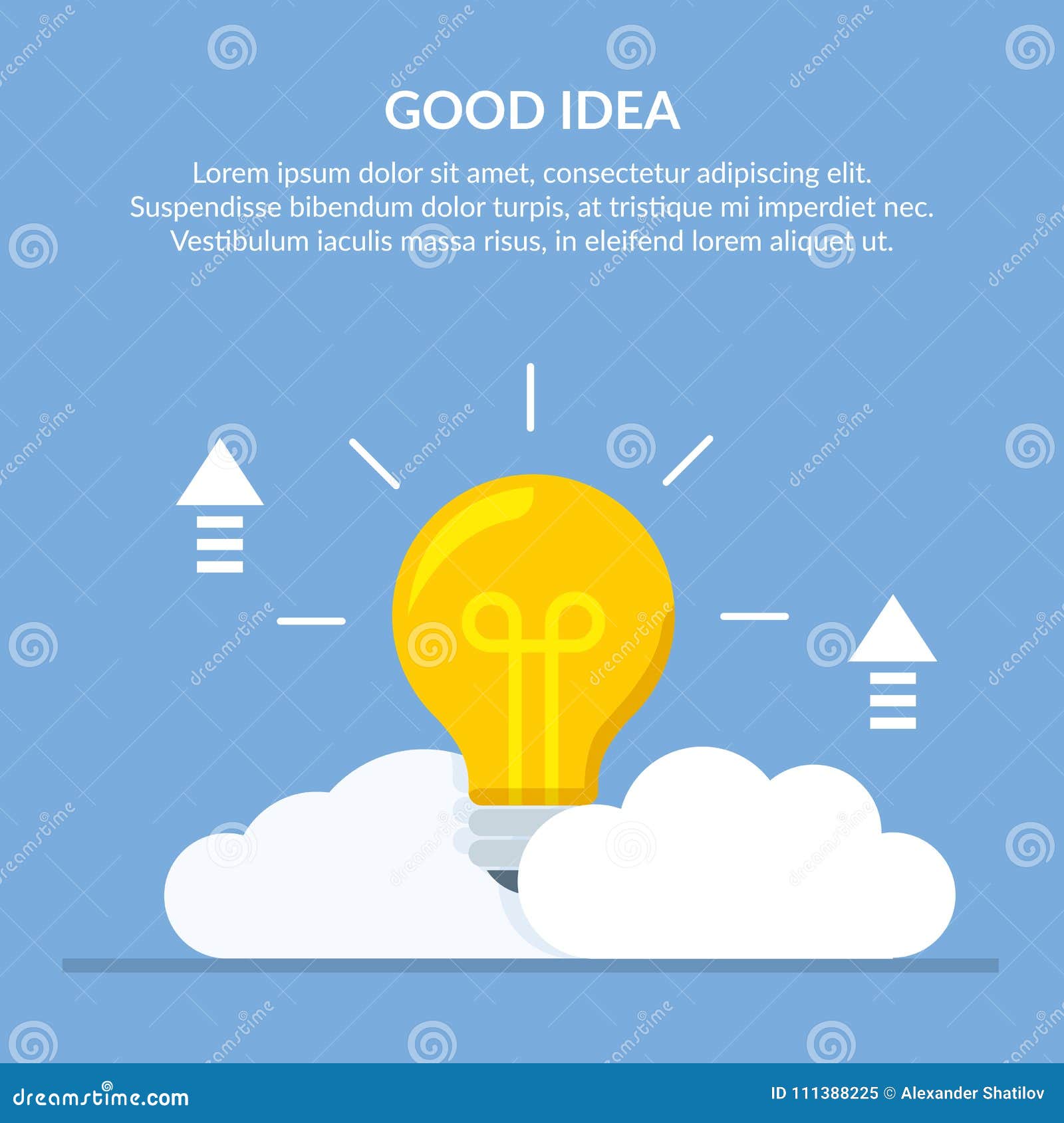 Good Idea. Concept Vector Illustration with a Big Light Bulb on a ...