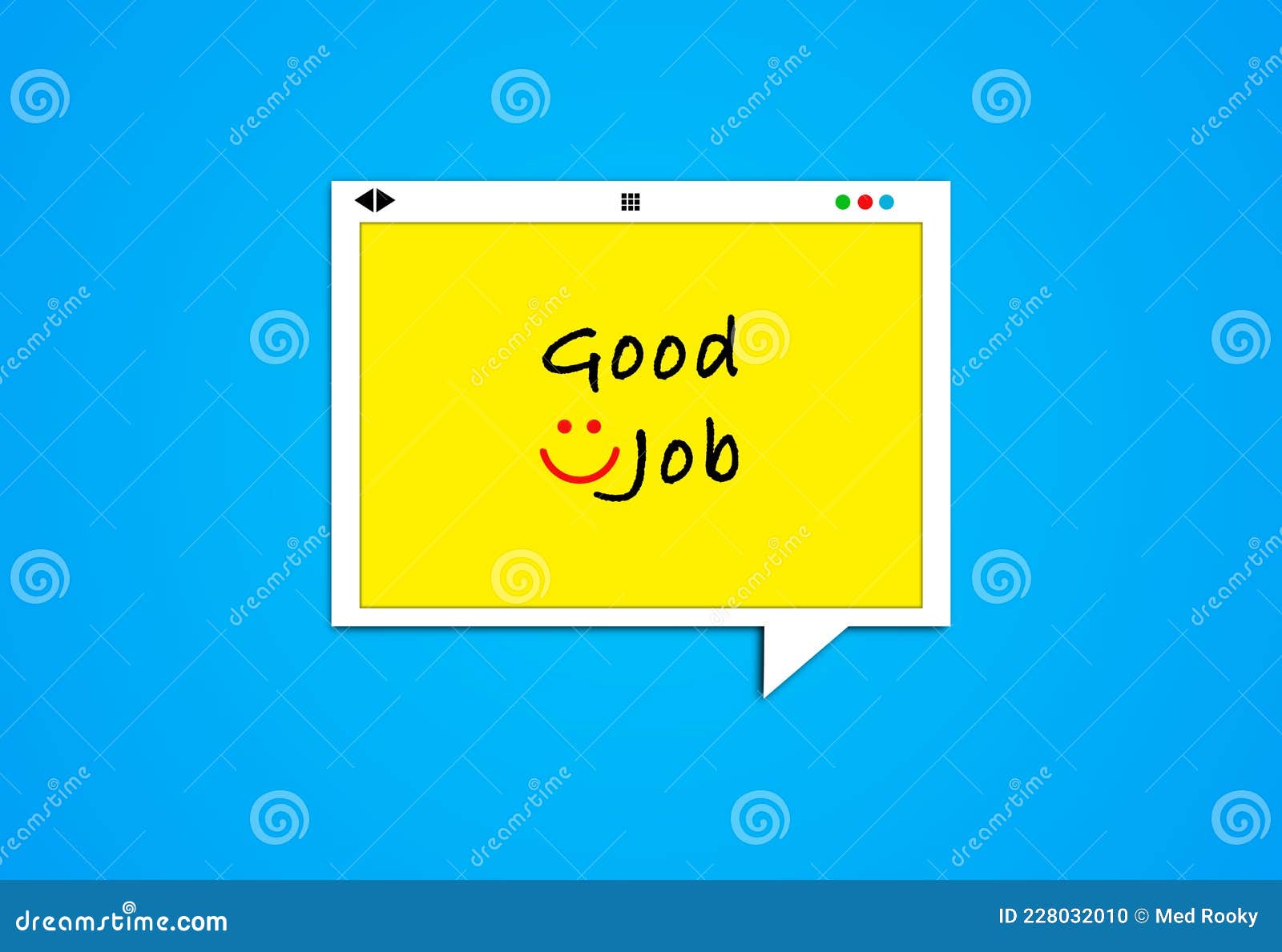 Good Job Message on Yellow Speech Bubble Screen in Blue Background ...