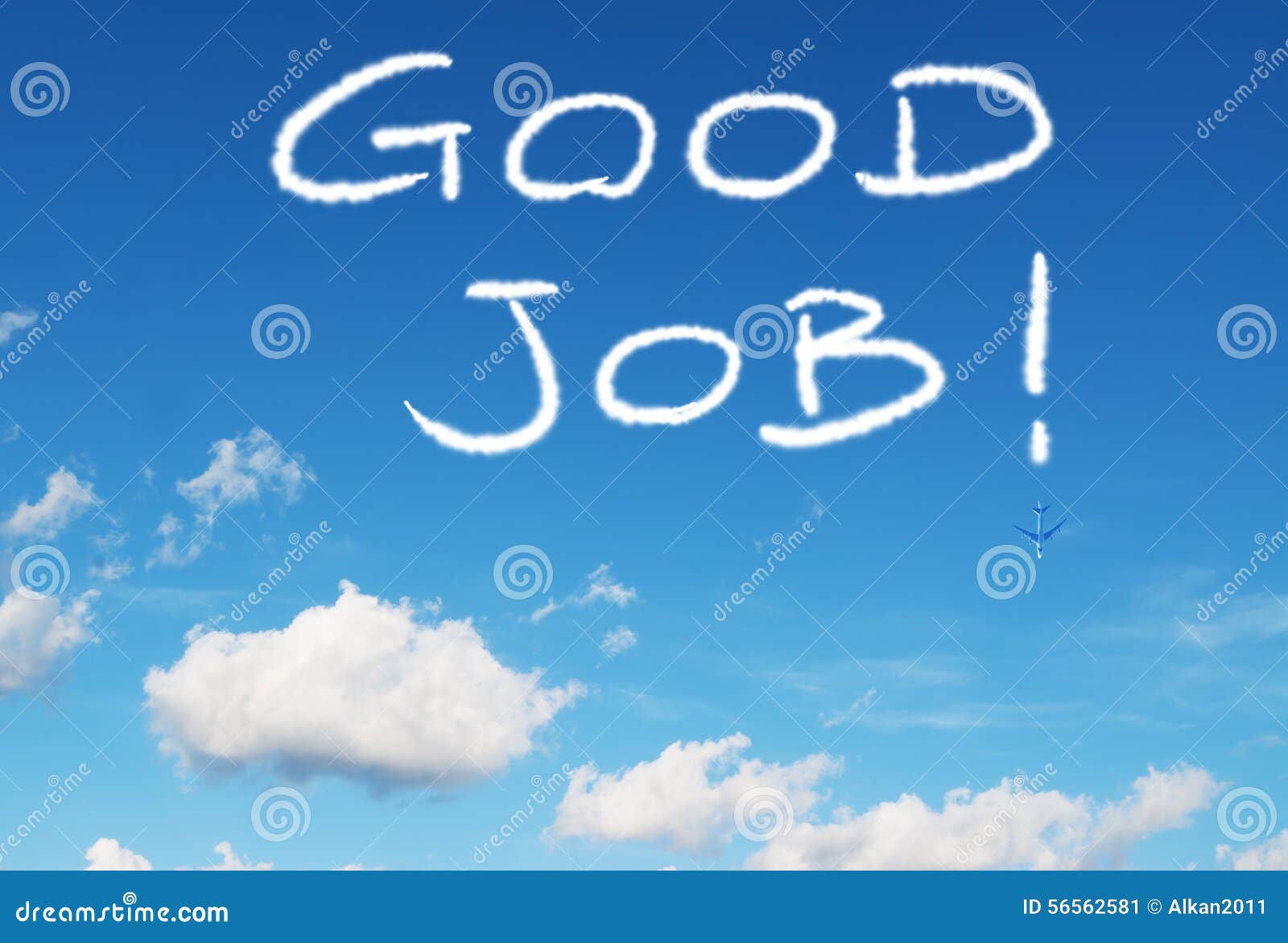 Good Job! Written in the Sky Stock Image - Image of frame, inside: 56562581