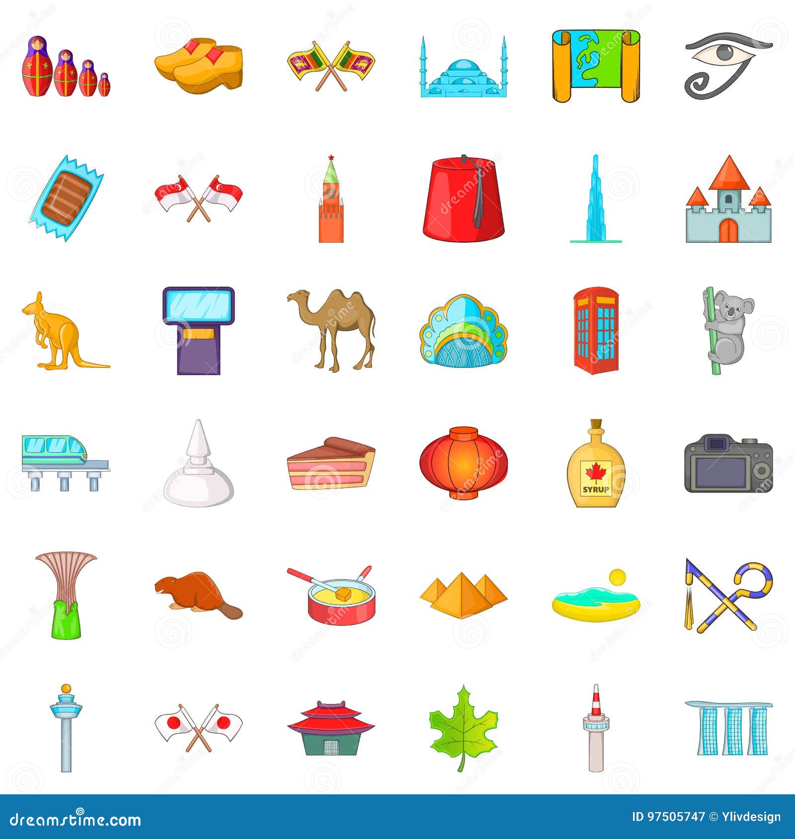 Good Landmark Icons Set, Cartoon Style Stock Vector - Illustration of ...