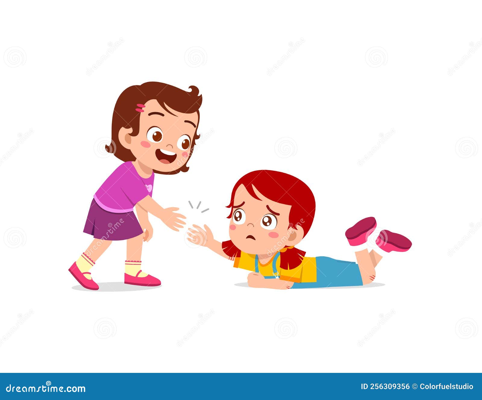 Good Little Kid Helping Friend that Falling on the Floor Stock Vector ... Good Little Kid Helping Friend that Falling on the Floor Stock Vector ...