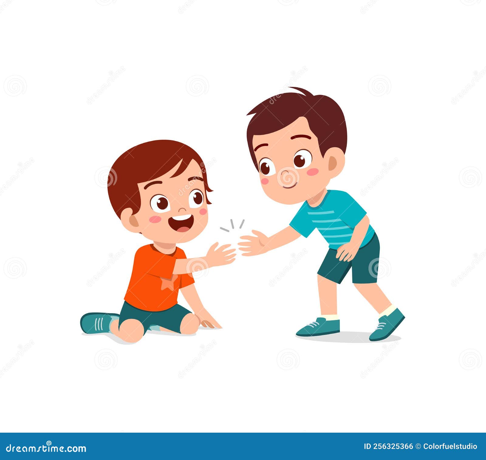 Good Little Kid Helping Friend that Falling on the Floor Stock Vector ...