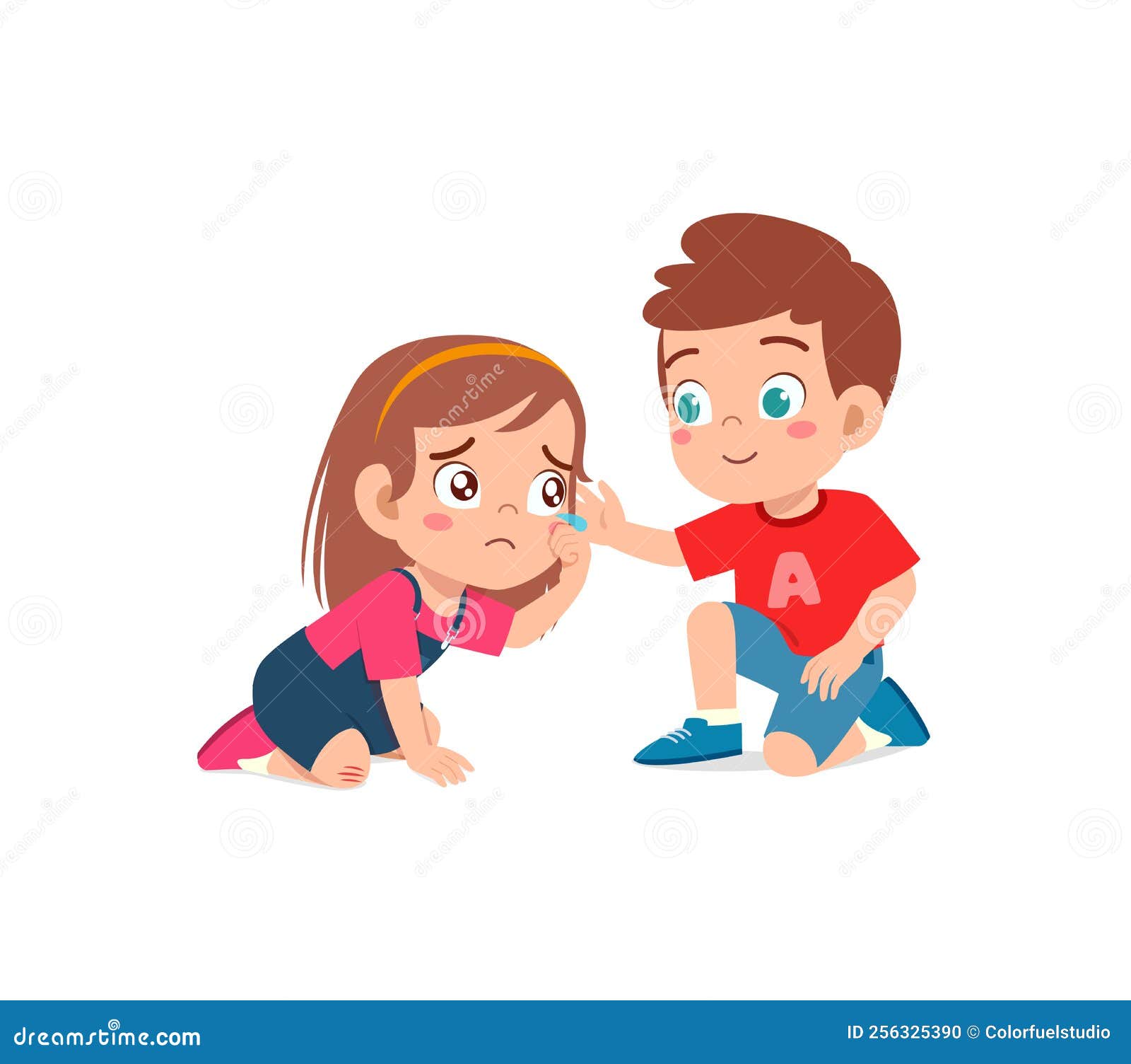 Good Little Kid Helping Friend that Falling on the Floor Stock Photo ...