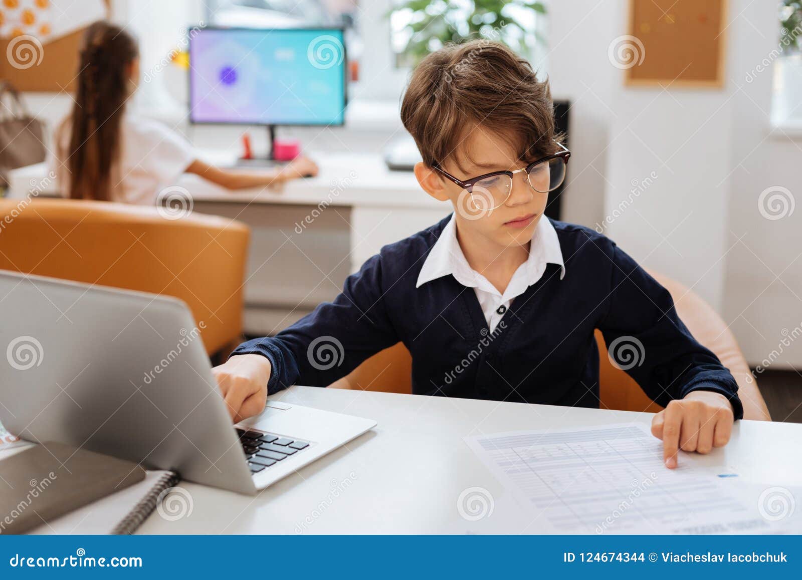 Clever Boy Correcting Mistakes in a Document Stock Photo - Image of ...