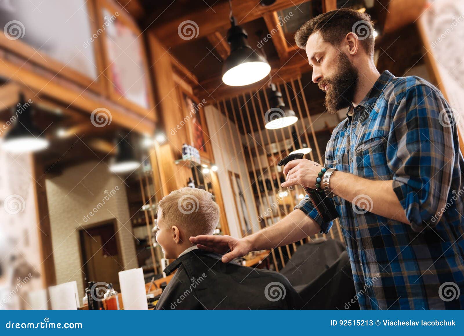Good Looking Bearded Barber Holding a Spray Stock Image - Image of cape ...