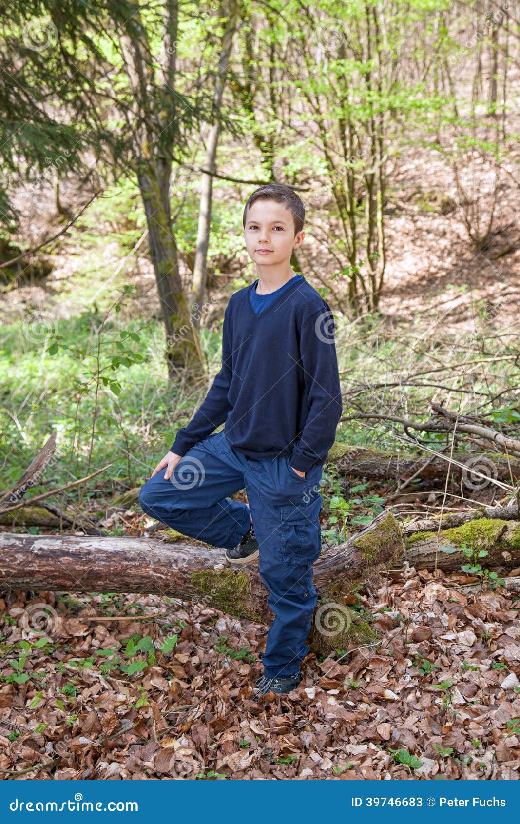 Good Looking Boy Standing in a Forest Stock Image - Image of portrait ...