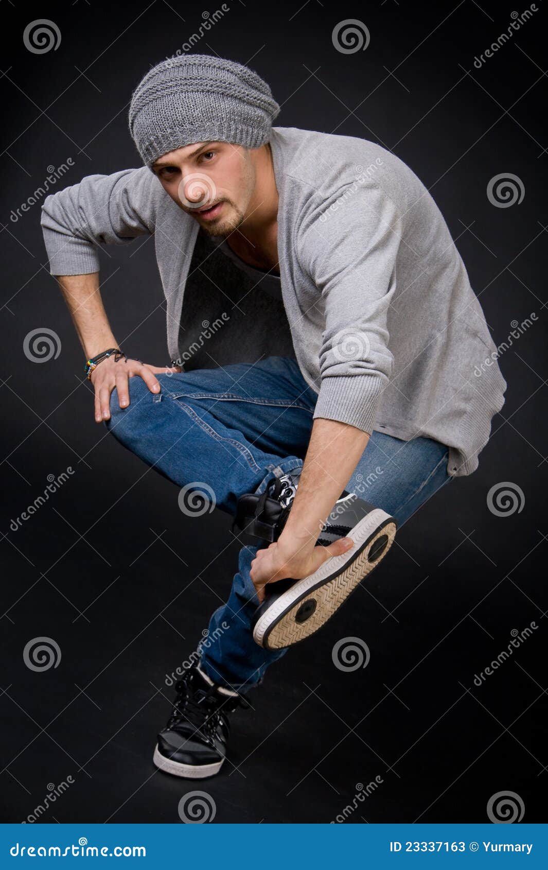 Good Looking Dancer Posing on a Dark Wall Stock Image - Image of model ...