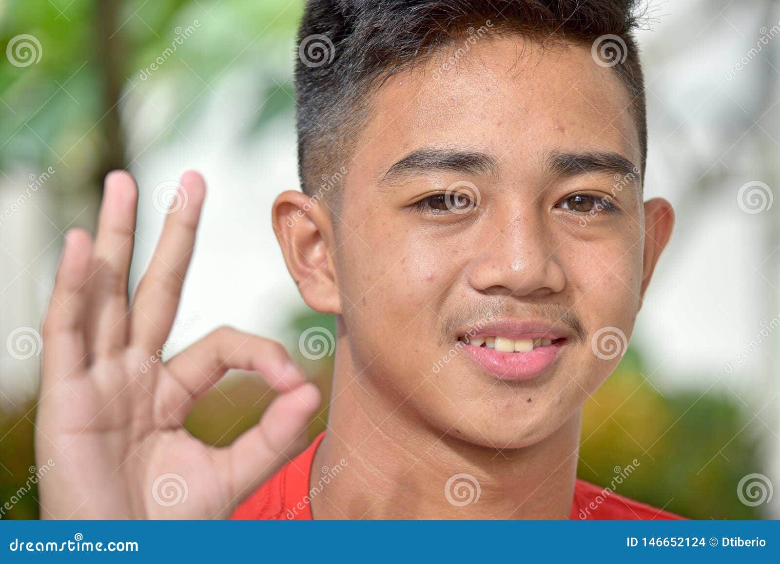 Good Looking Diverse Boy and Okay Sign Stock Photo - Image of excellent ...