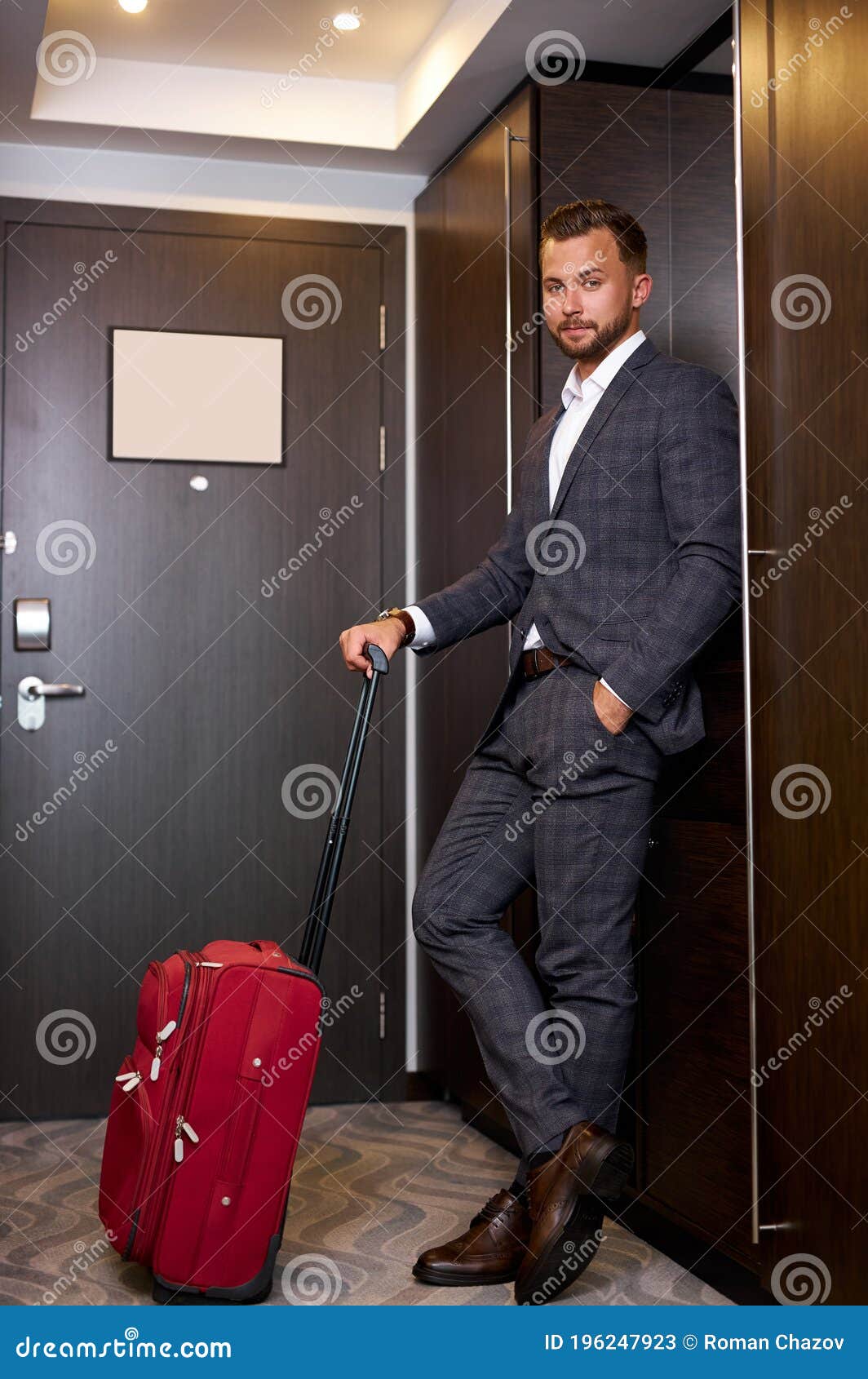 Good-looking Guy Going To Leave Hotel Room Stock Image - Image of enter ...