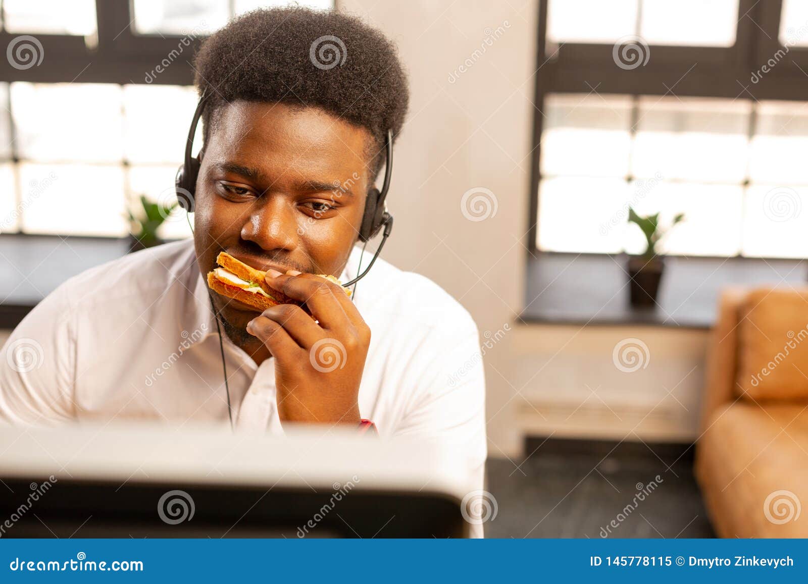 Good Looking Handsome Man Having a Tasty Snack Stock Image - Image of ...