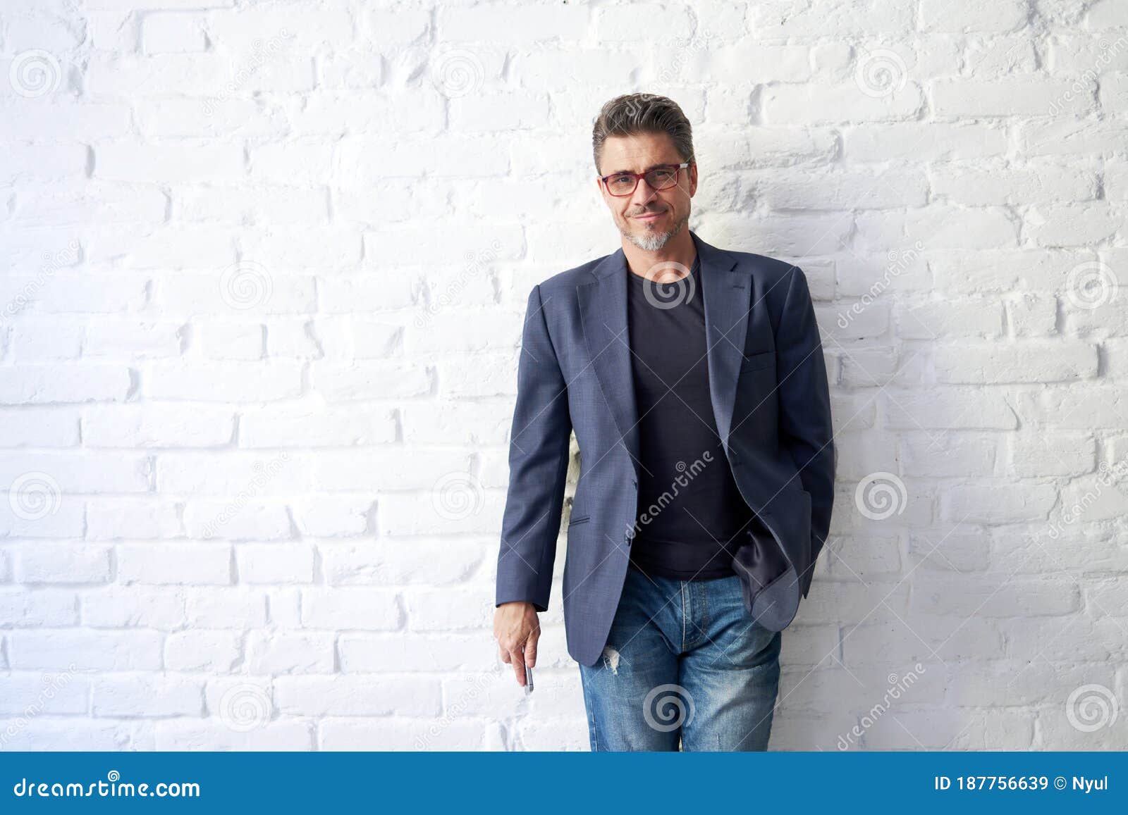 Good Looking Happy Older White Man Smiling Stock Image - Image of grey ...