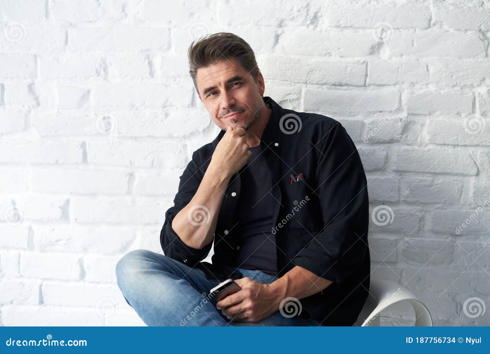 Good Looking Happy Older White Man Smiling Stock Photo - Image of ...