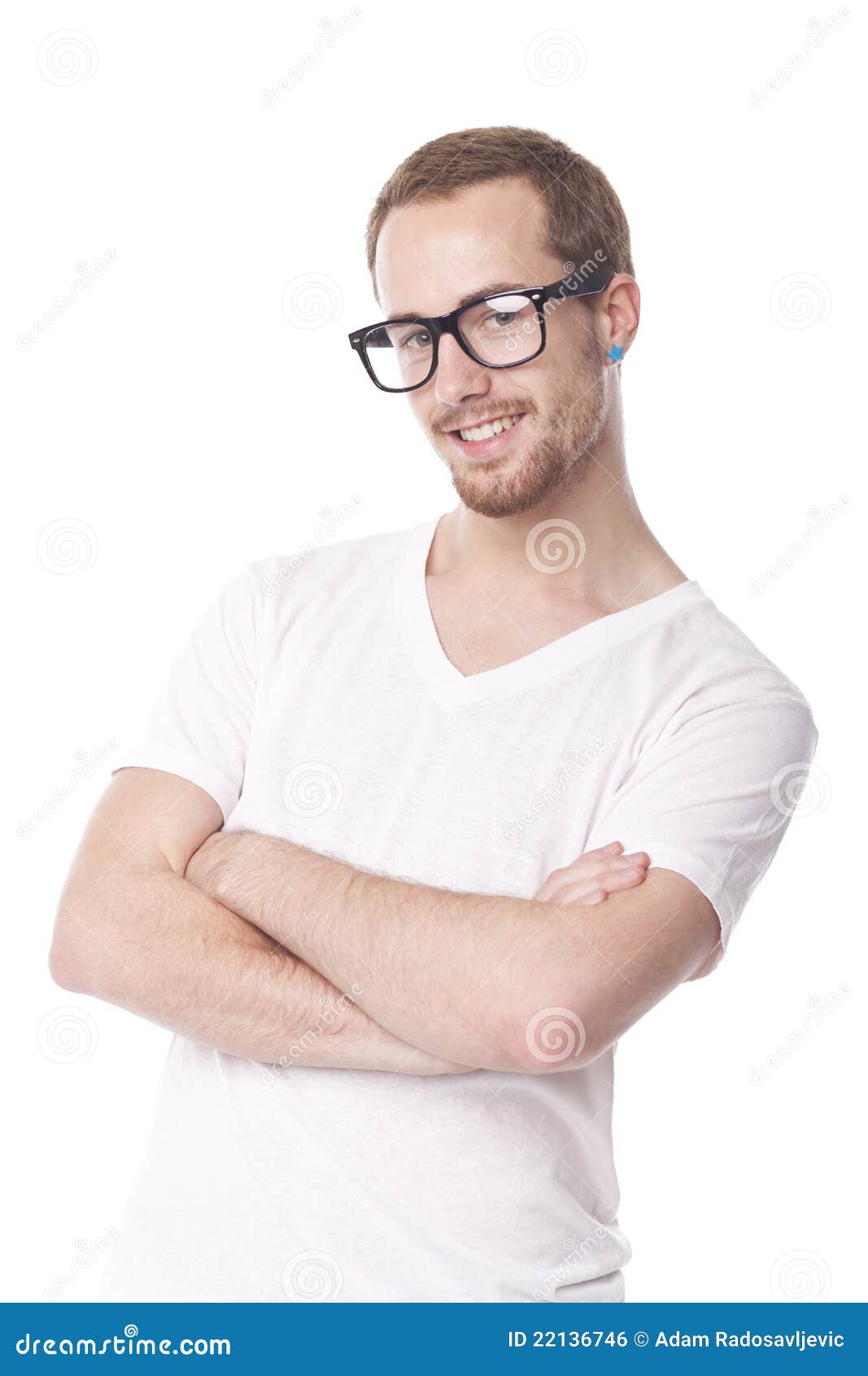 Good Looking Man with Retro Nerd Glasses Smiling Stock Photo - Image of ...