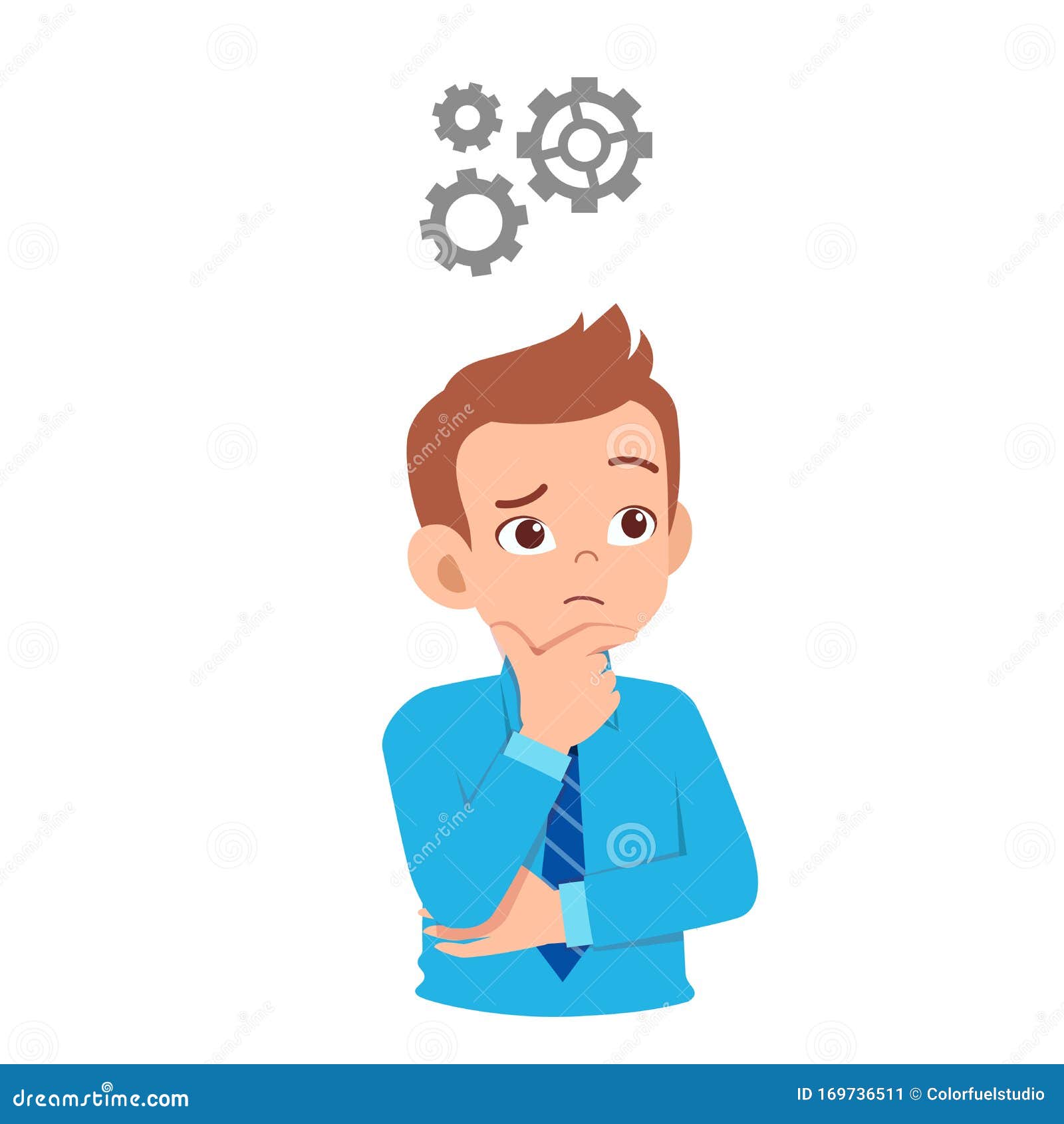 Good Looking Man Thinking Process about Great Idea Stock Vector ...