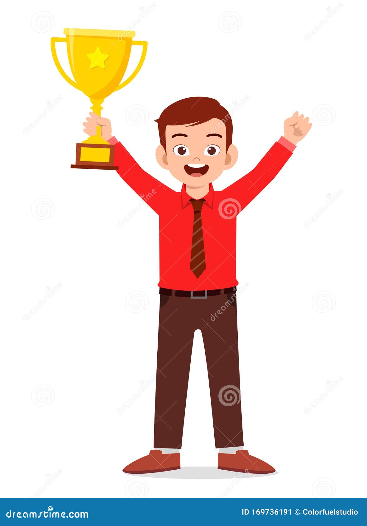 Good Looking Man with Trophy on the Hand Stock Vector - Illustration of ...