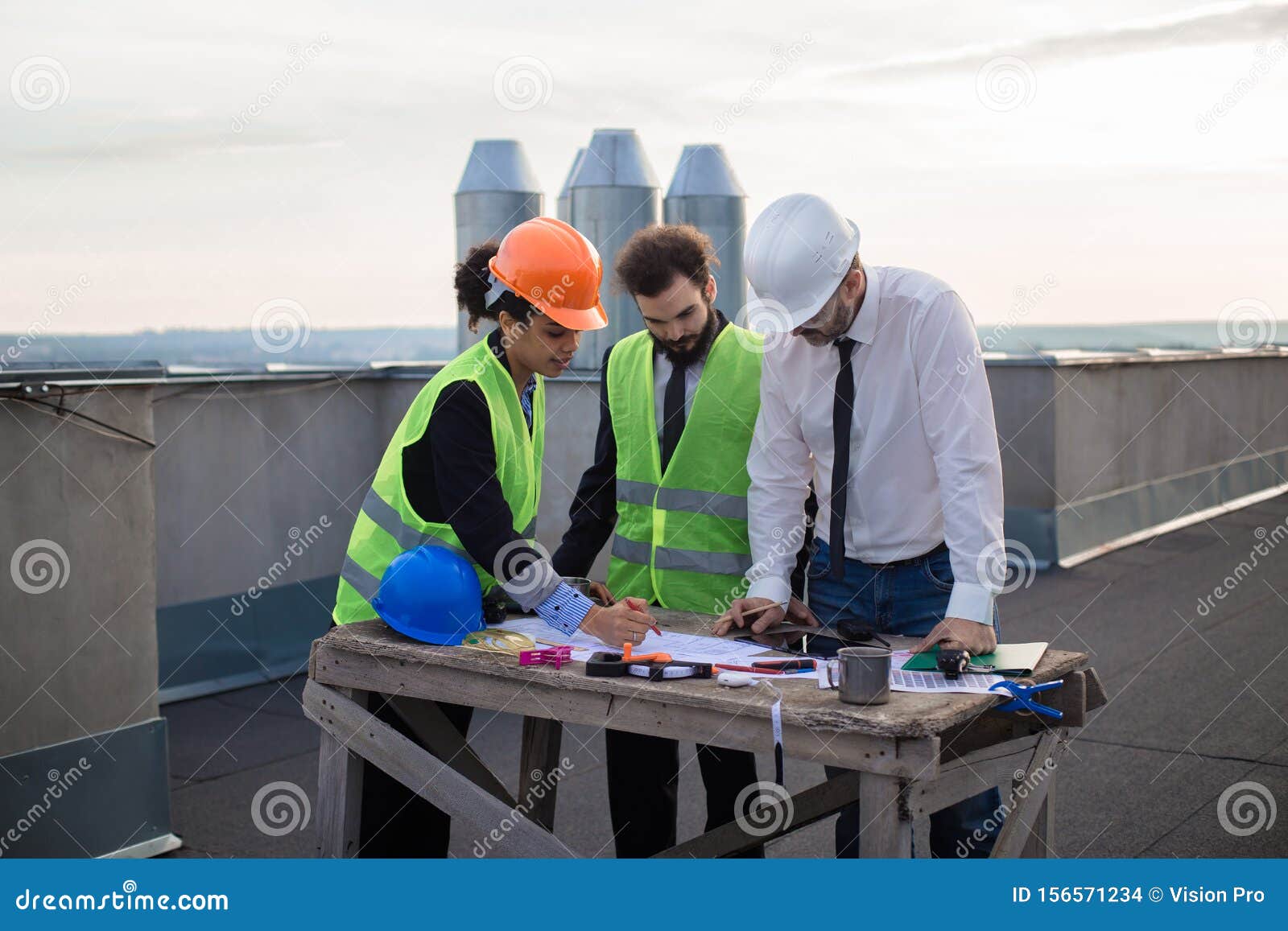 Good Looking Multiethnic Group of Workers in a Modern Building ...