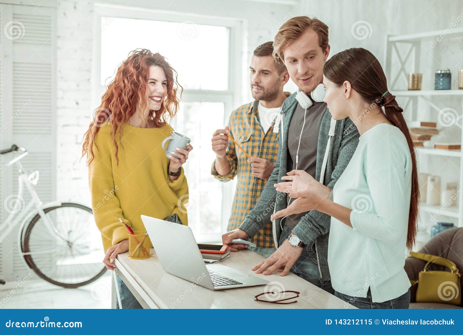 Good Looking Young People Speaking about Work Stock Image - Image of ...