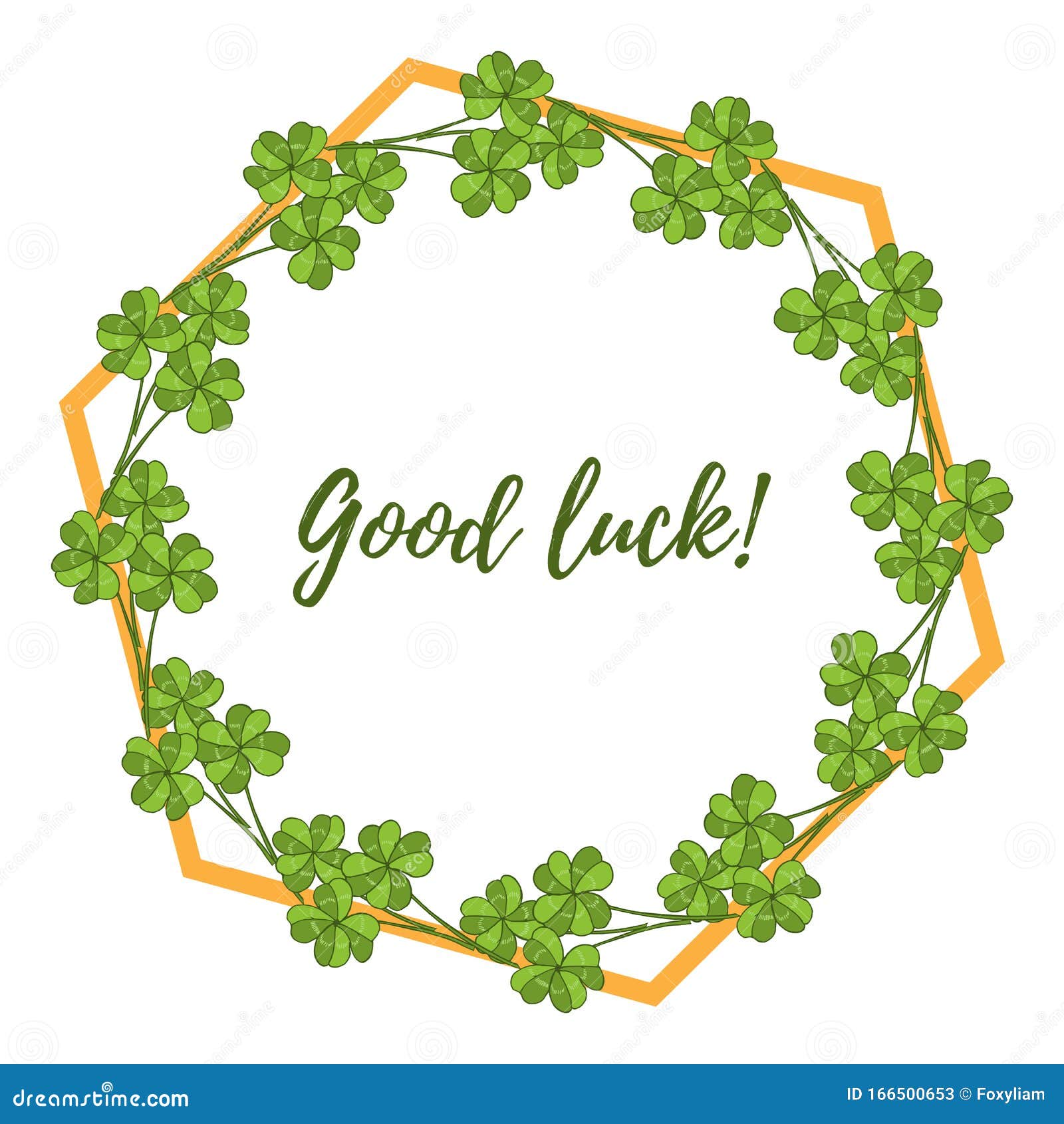 Good Luck Card with Four Leaf Green Clover Stock Vector - Illustration ...