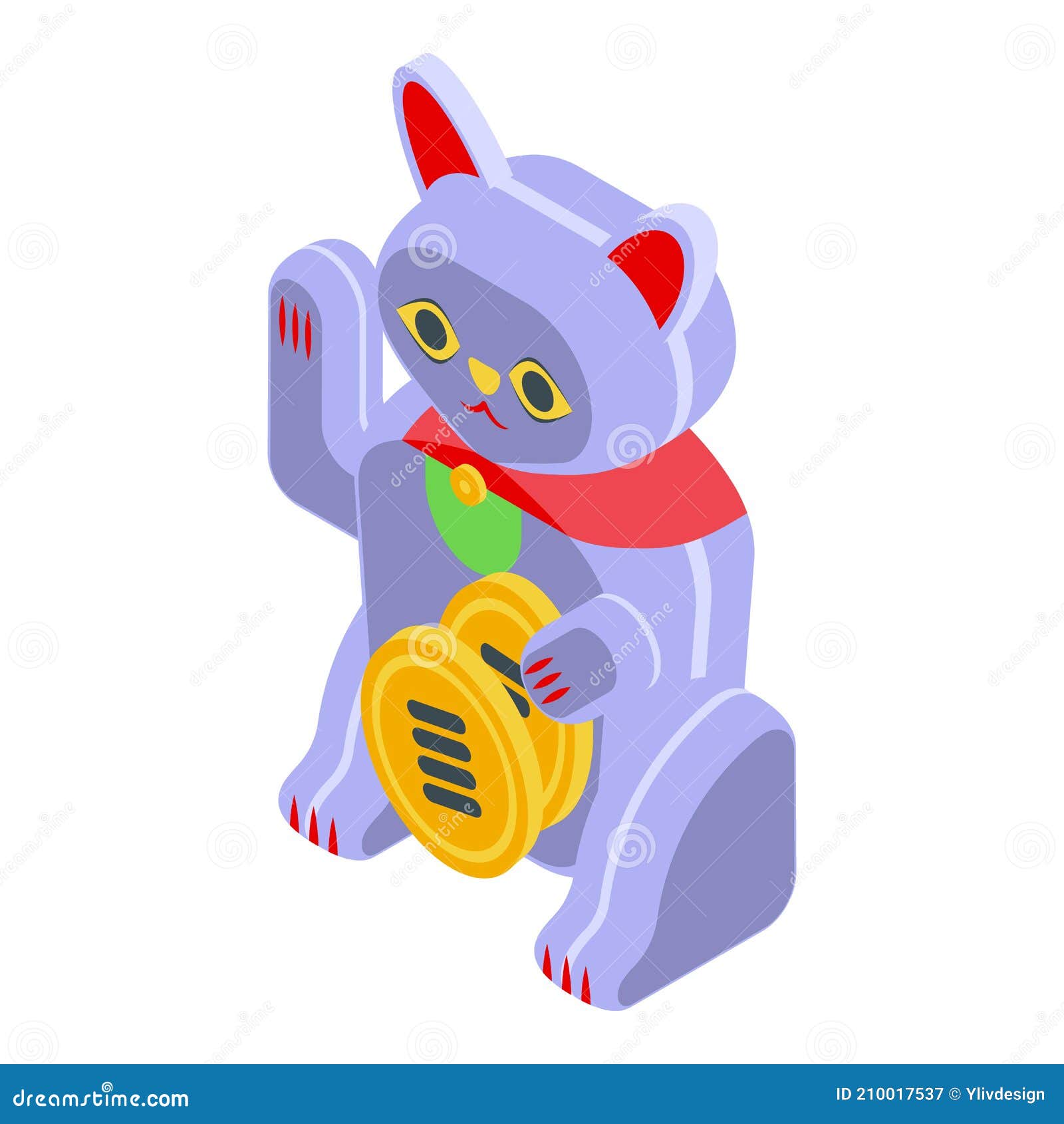 Good Luck Cat Icon, Isometric Style Stock Vector - Illustration of ...