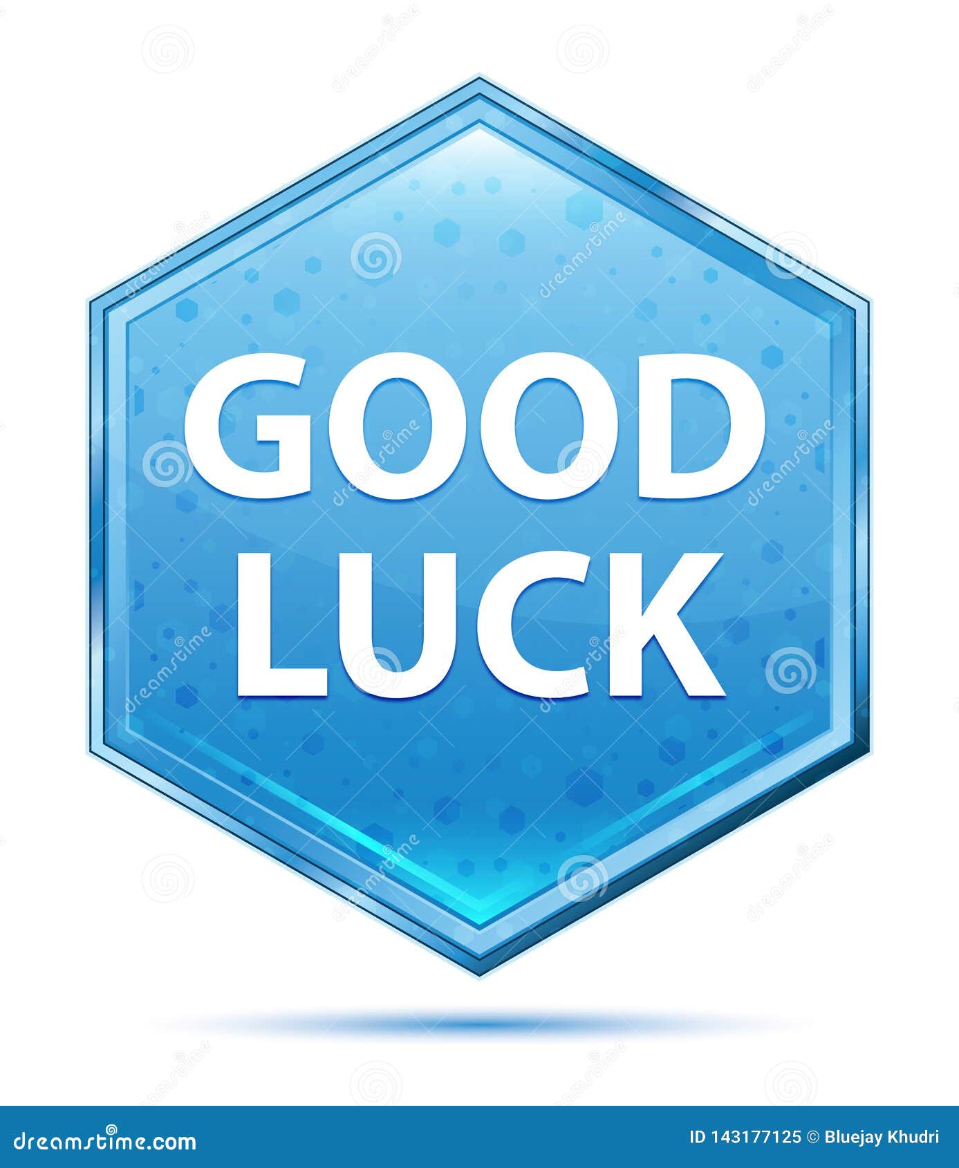 Good Luck Crystal Blue Hexagon Button Stock Illustration - Illustration ...