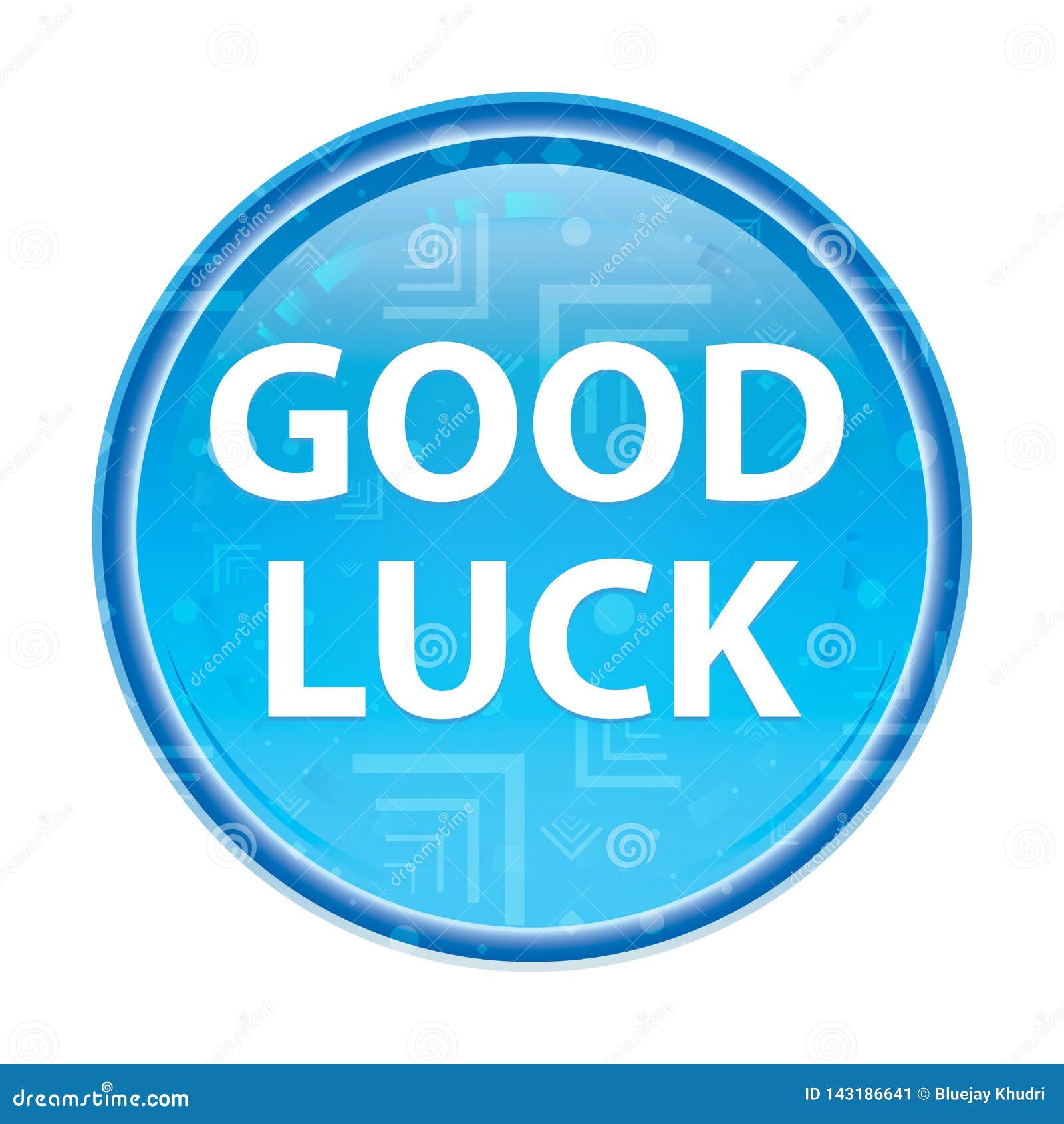 Good Luck Floral Blue Round Button Stock Illustration - Illustration of ...