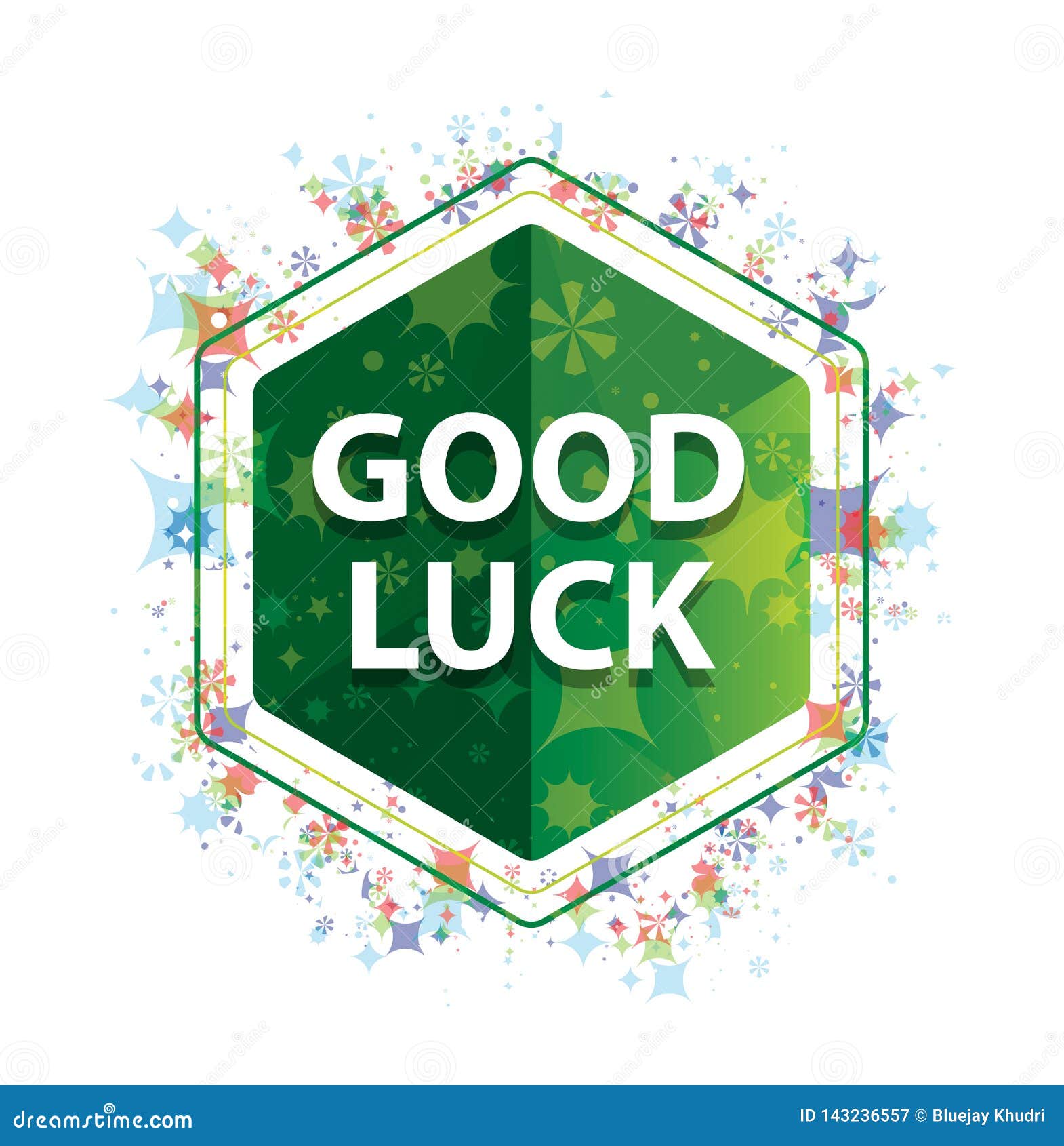 Good Luck Floral Plants Pattern Green Hexagon Button Stock Image ...