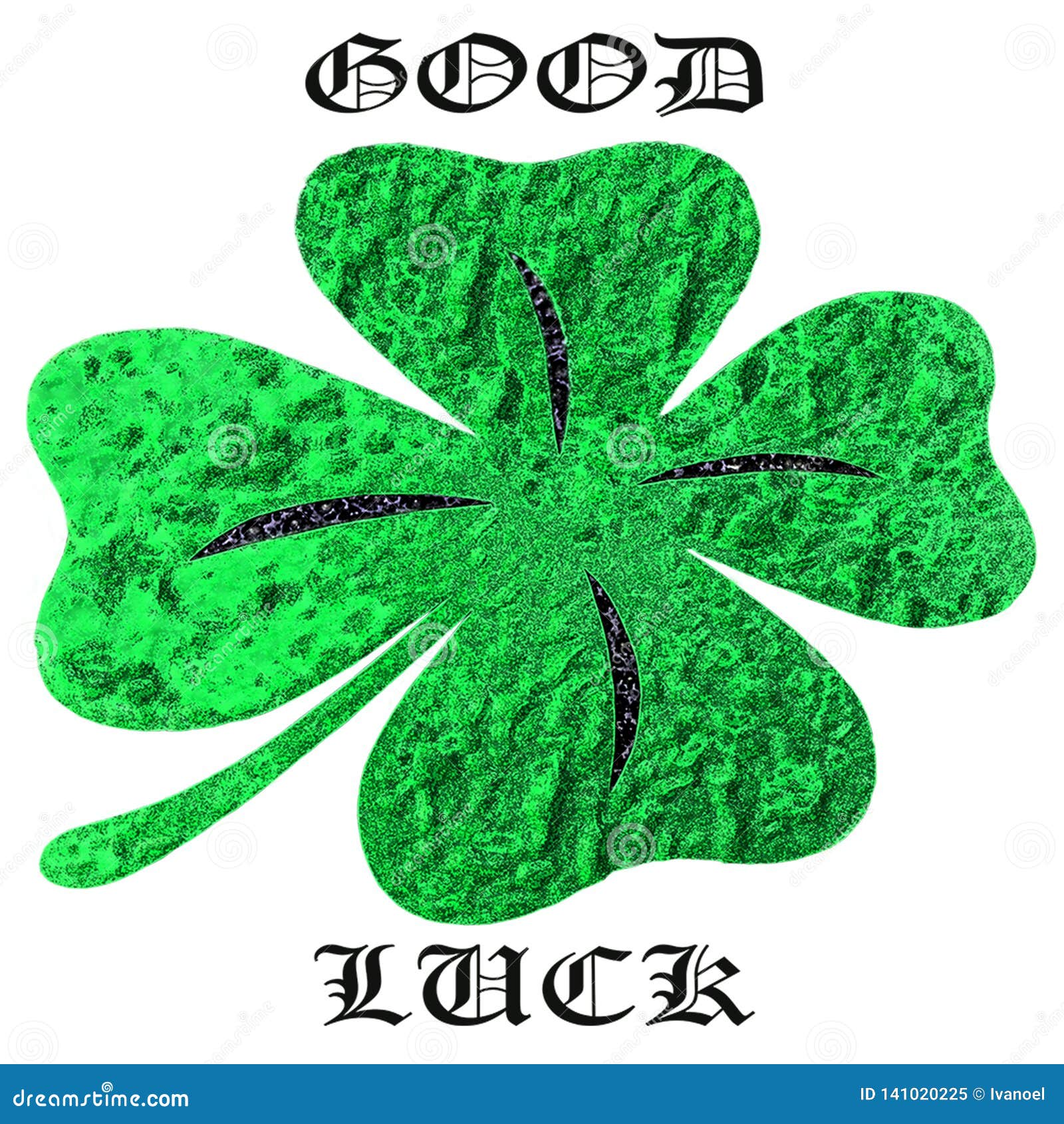Good Luck with Four Leaf Clover Stock Illustration - Illustration of ...