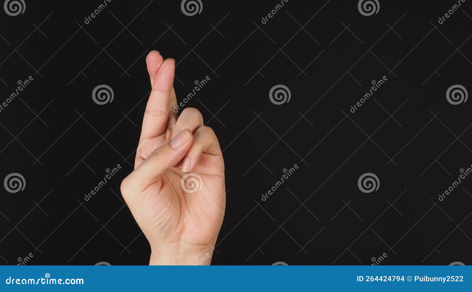 Good Luck Hand Sign on Black Background. Stock Photo - Image of ...