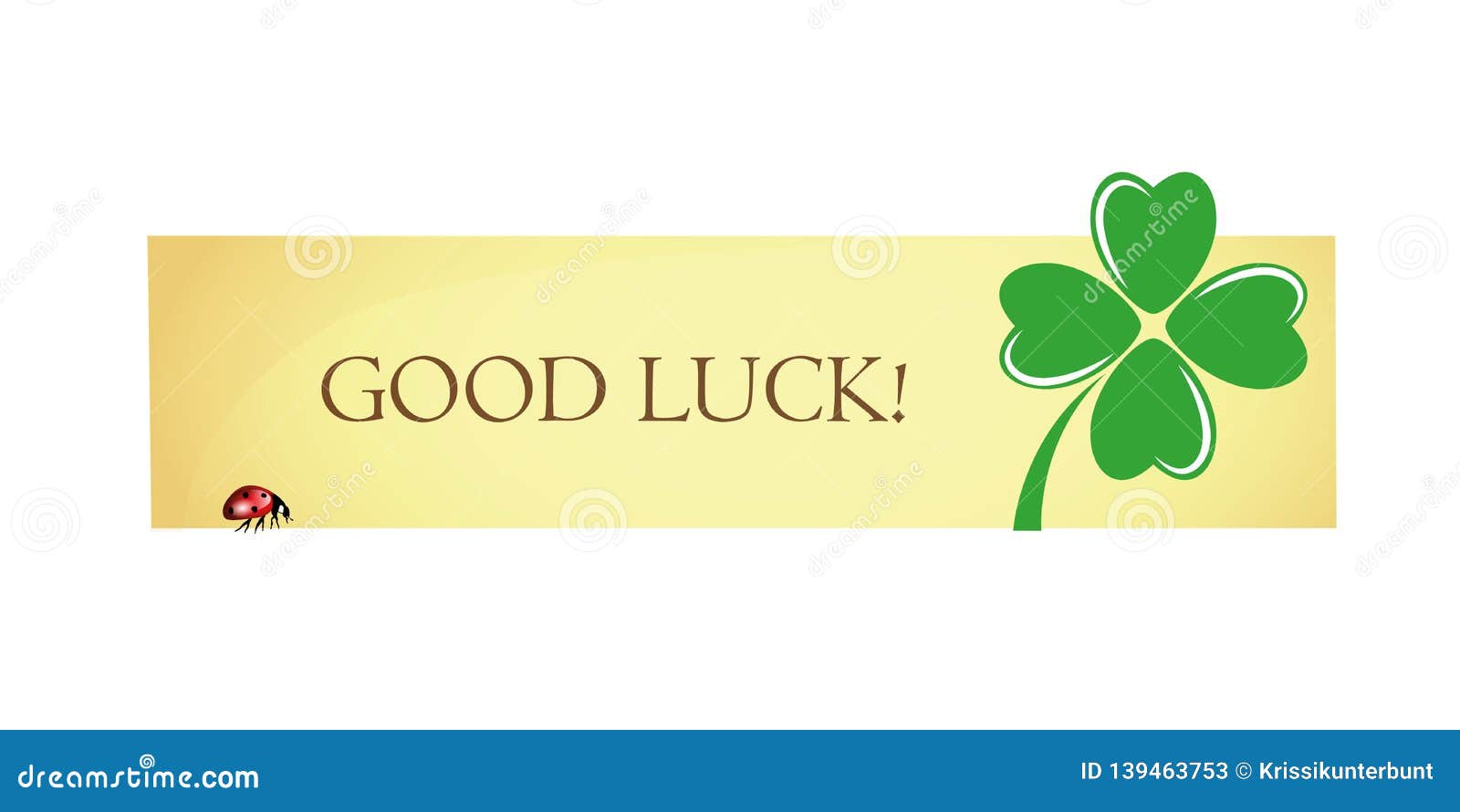 Good Luck Label with Four Leaf Clover and Ladybug Stock Vector ...