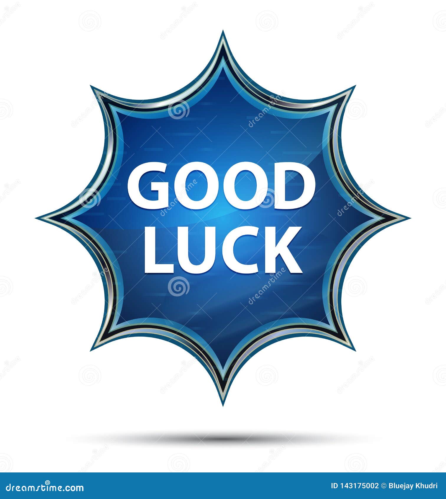 Good Luck Magical Glassy Sunburst Blue Button Stock Illustration ...