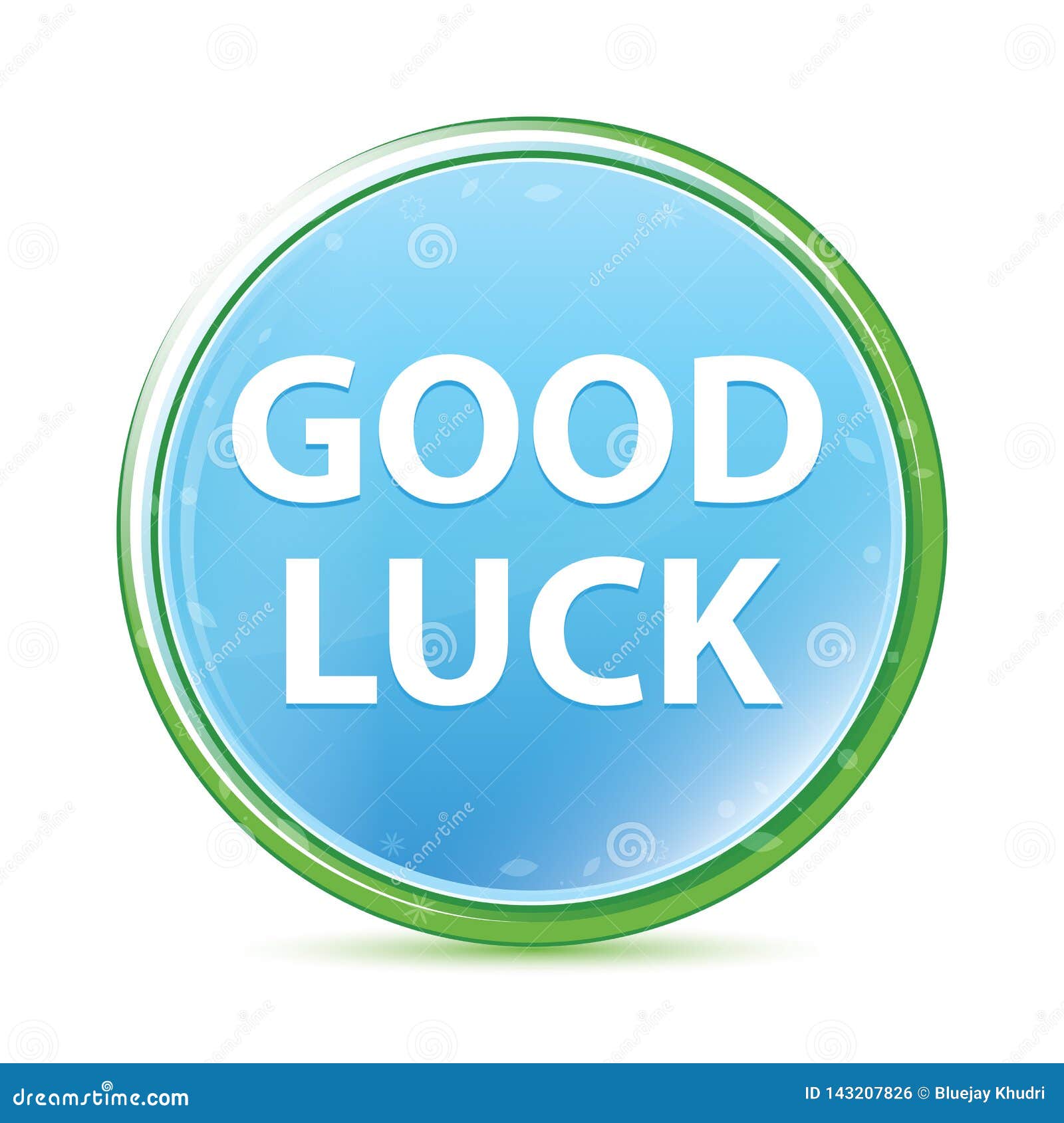 Good Luck Natural Aqua Cyan Blue Round Button Stock Illustration ...