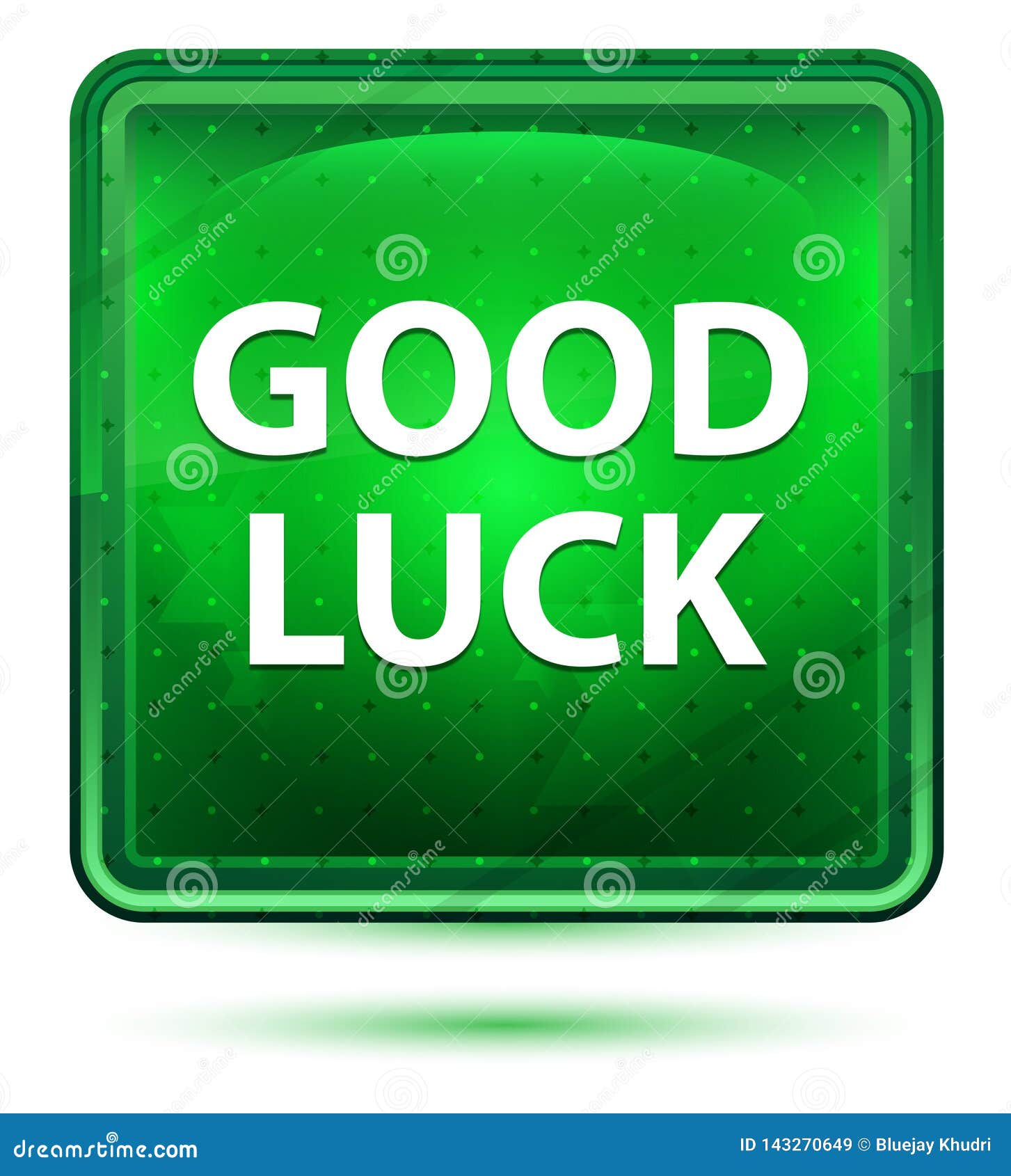 Good Luck Neon Light Green Square Button Stock Illustration ...