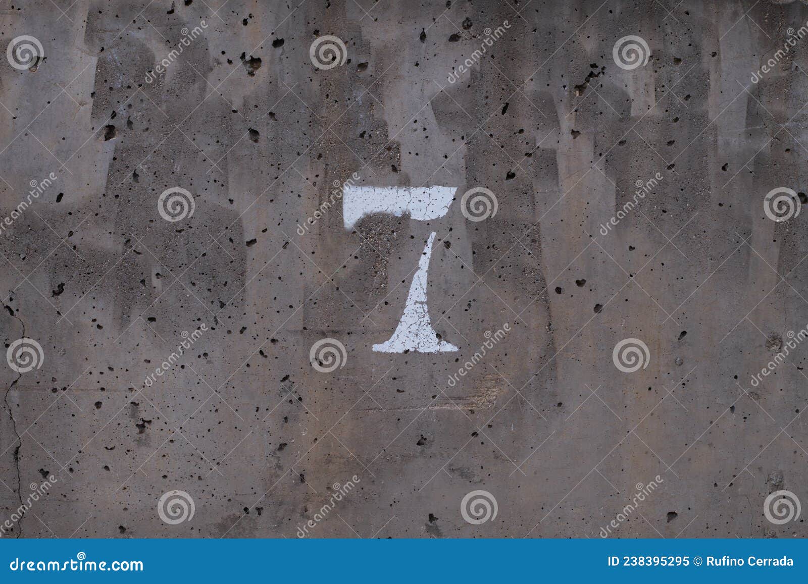 Good Luck Number Stamped on a Concrete Wall. Number 7 Centered Stock ...