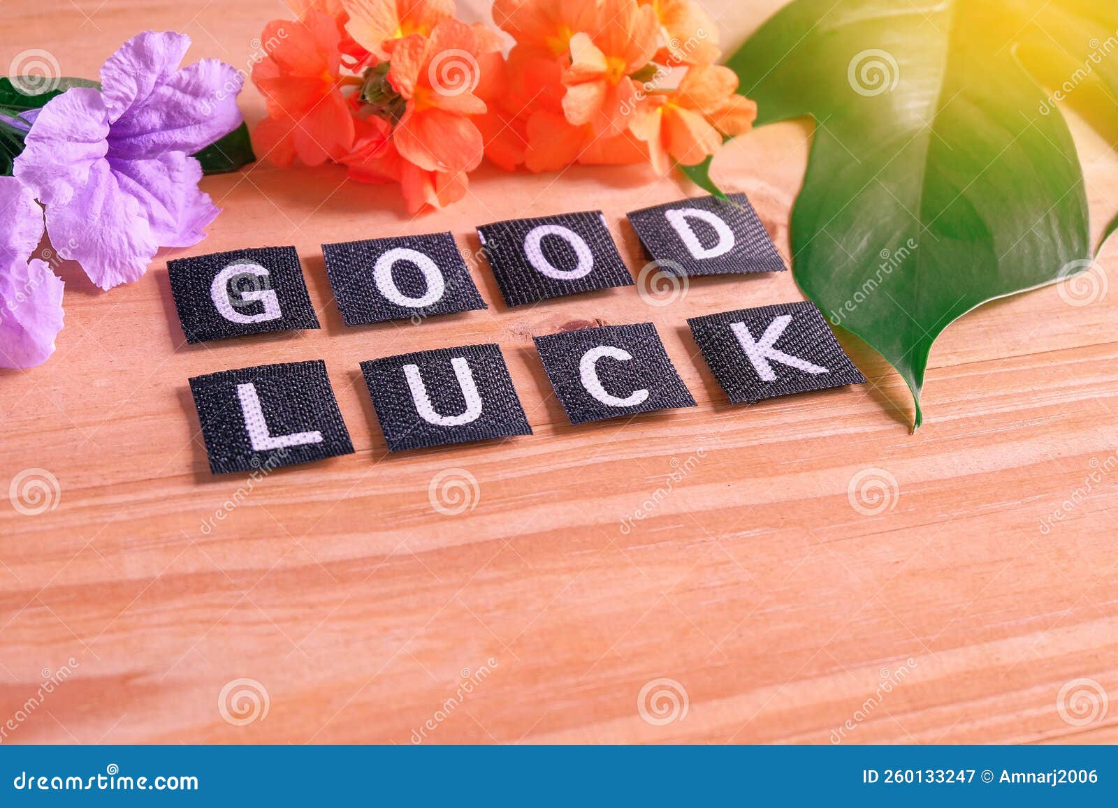 Good Luck Tag with Flower on Table Stock Image - Image of flower, learn ...