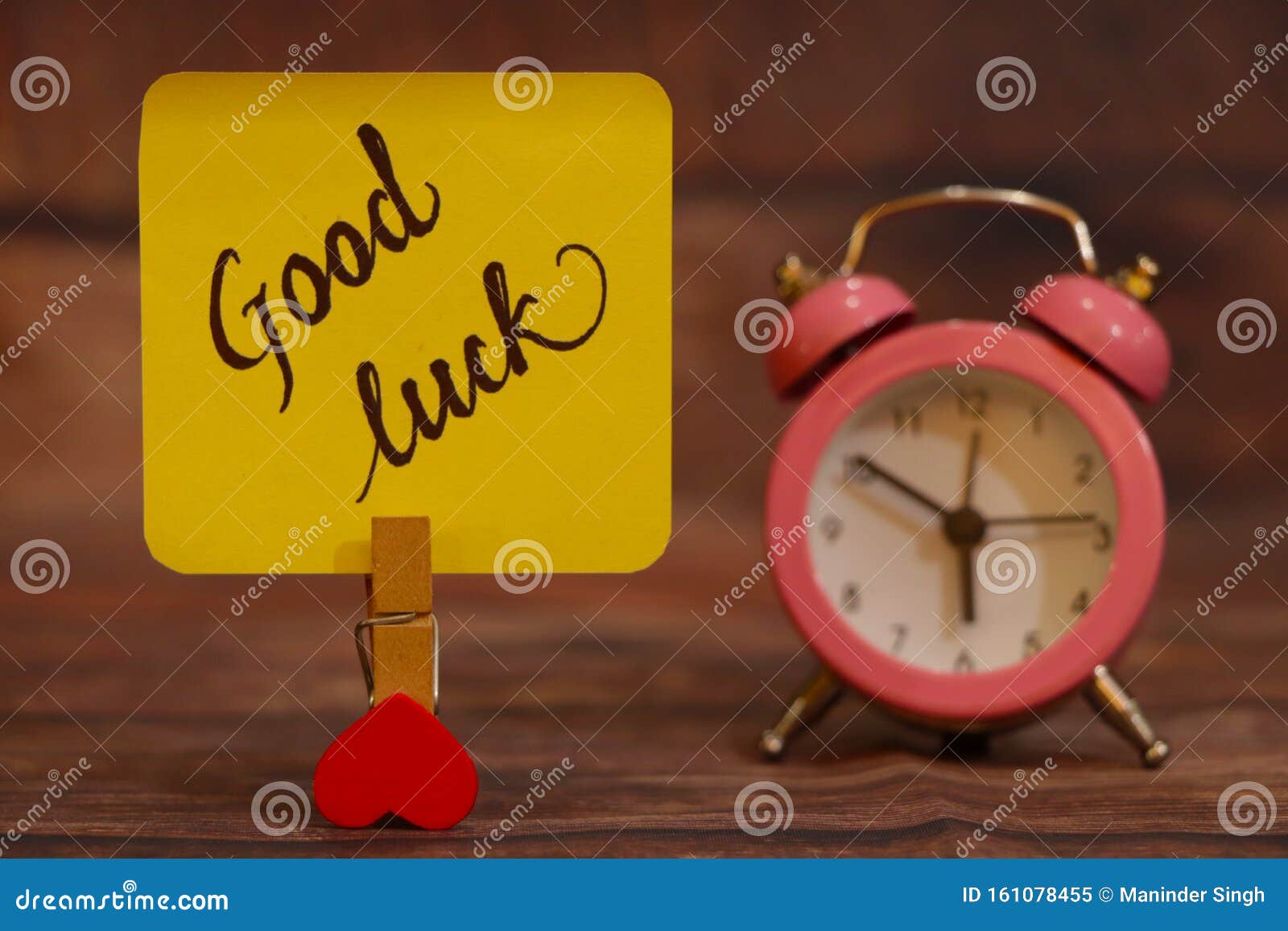 Good Luck Text Attached with Heart Clip Stock Image - Image of clock ...
