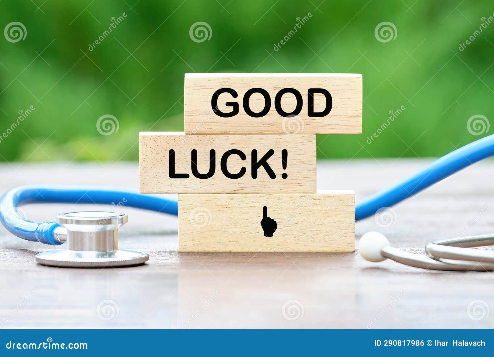 Good Luck Text on Wooden Blocks on a Green Background Stock Photo ...