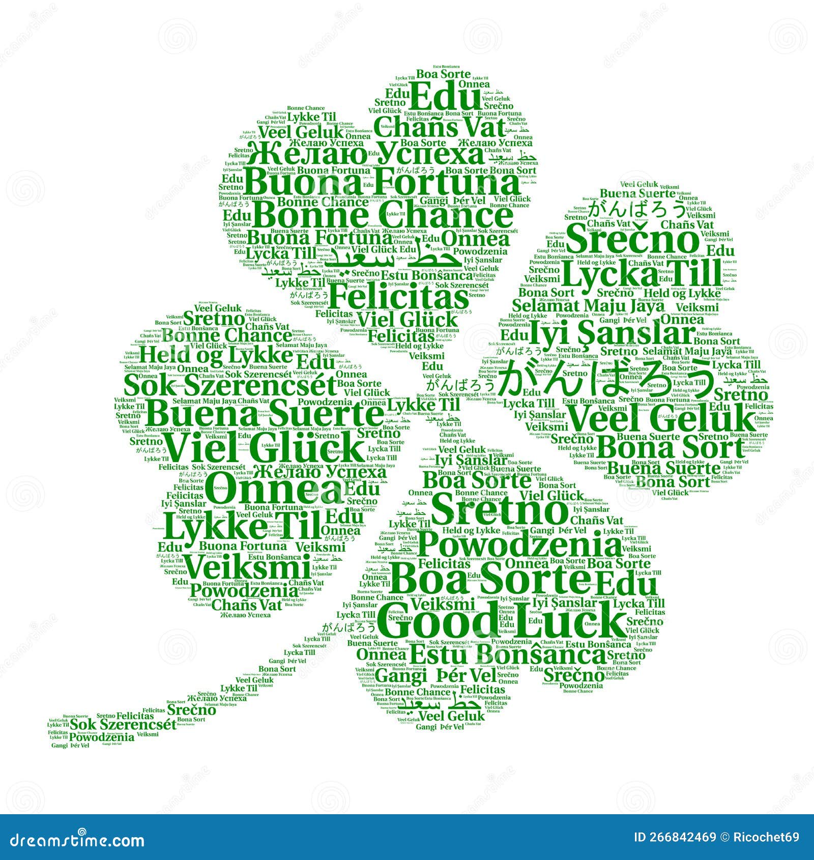 Good Luck Word Cloud In Different Languages Royalty-Free Cartoon ...
