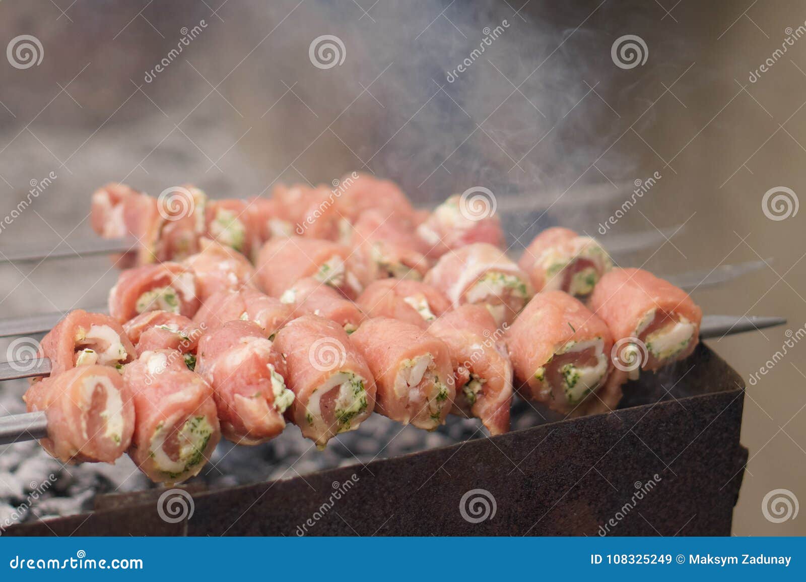 Preparation of Meat at the Stake Stock Image - Image of juicy, brazier ...