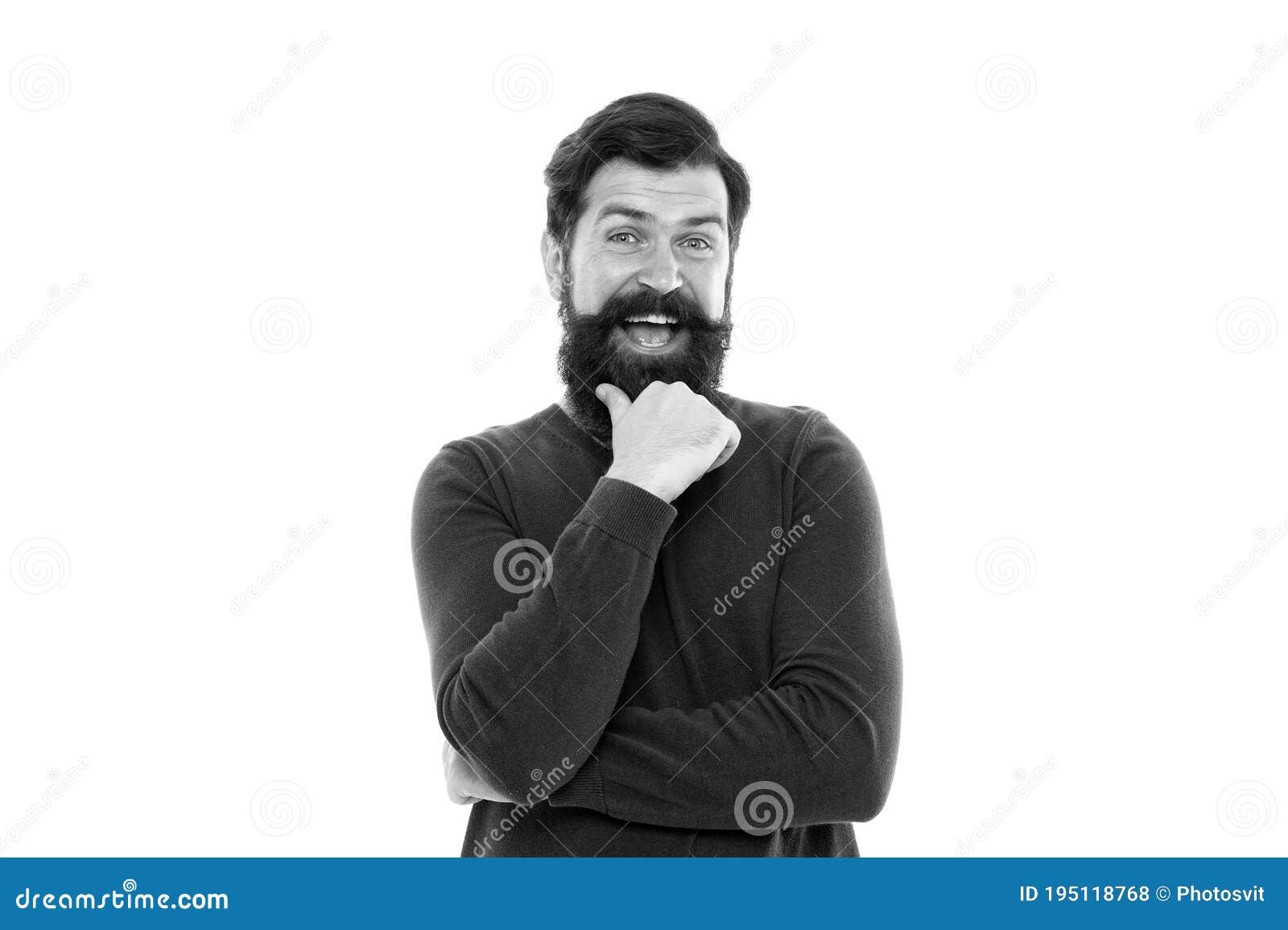 In Good Mood Bearded Hipster Feel Happiness Man Expressing Positive