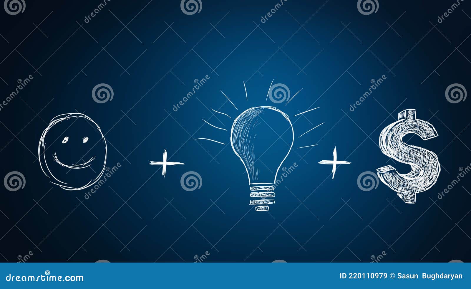 Good Mood Plus Ideas and Money Stock Illustration - Illustration of ...