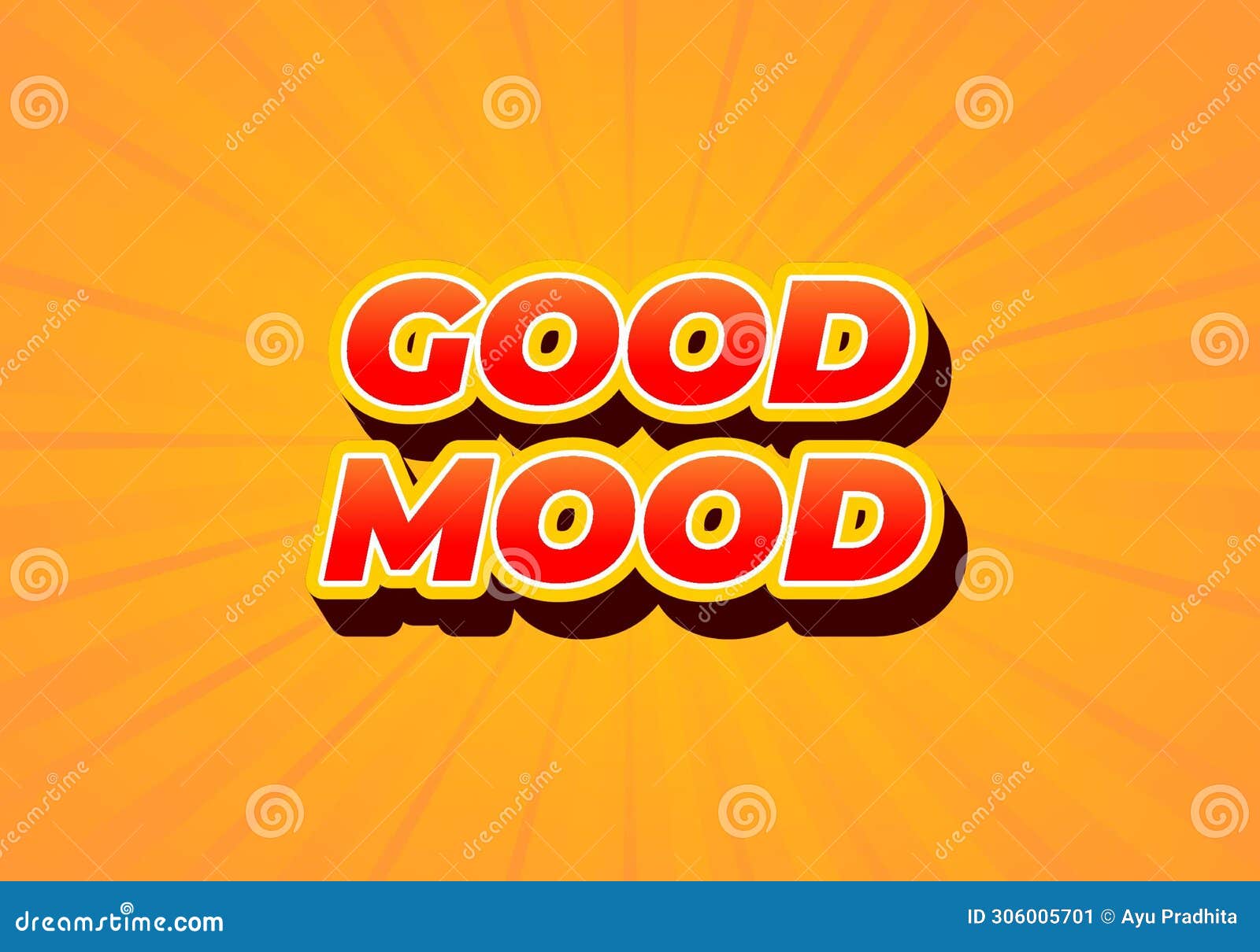 Good Mood. Text Effect in 3D Look with Gradient Purple Yellow Color ...