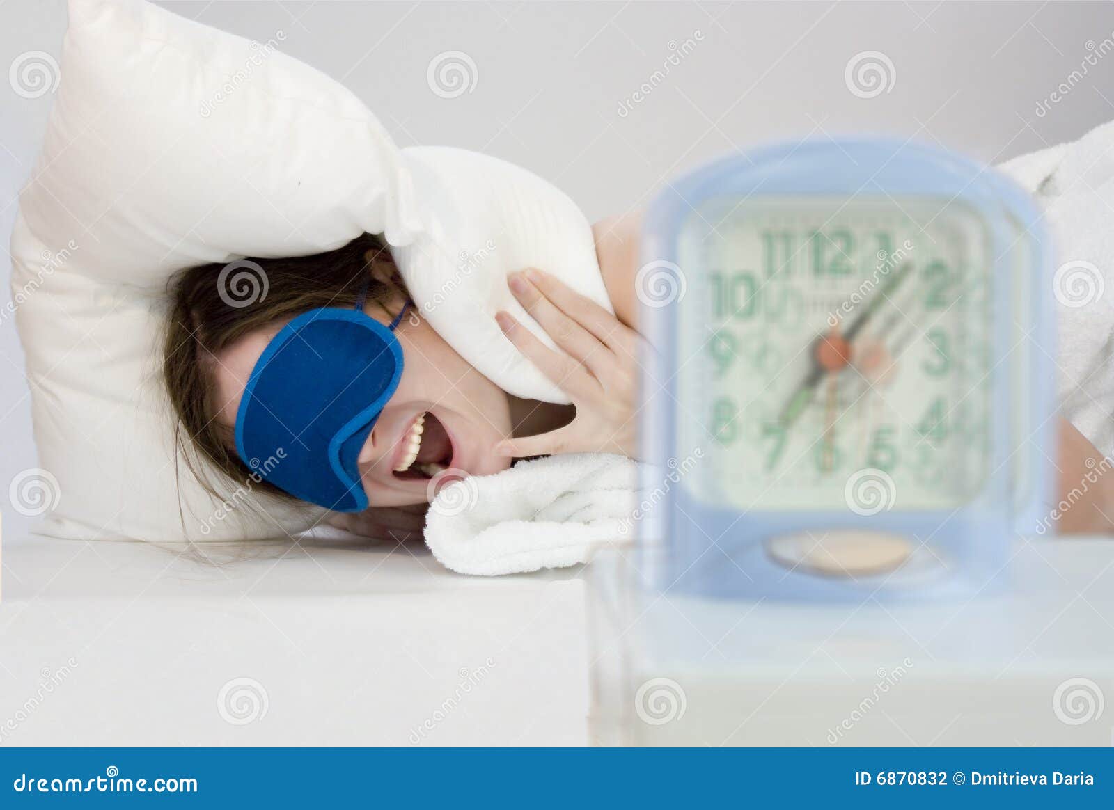 Good morning stock photo. Image of yelling, pillow, young - 6870832