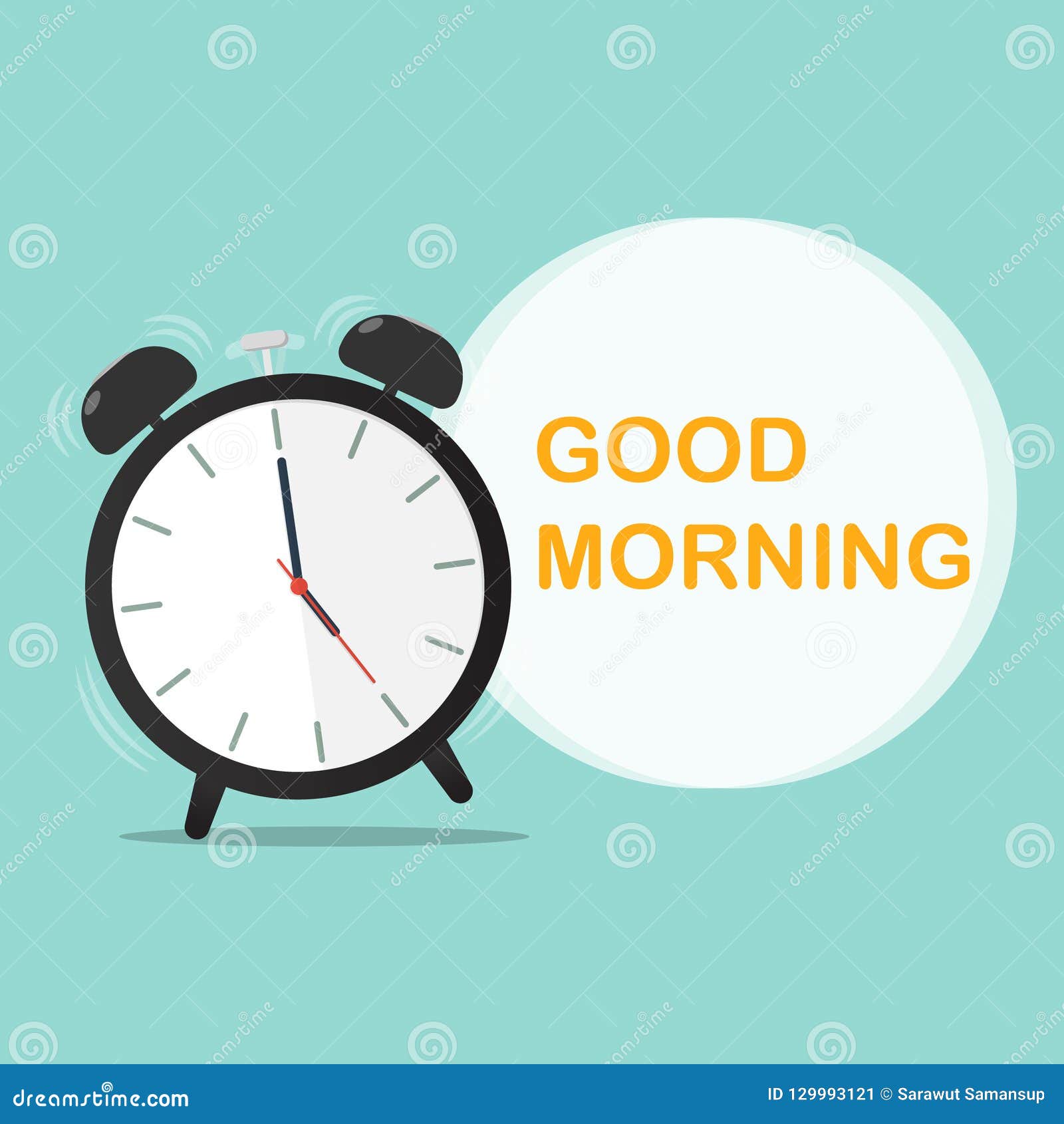Good Morning Alarm Clock Time Flat Vector Stock Vector - Illustration ...