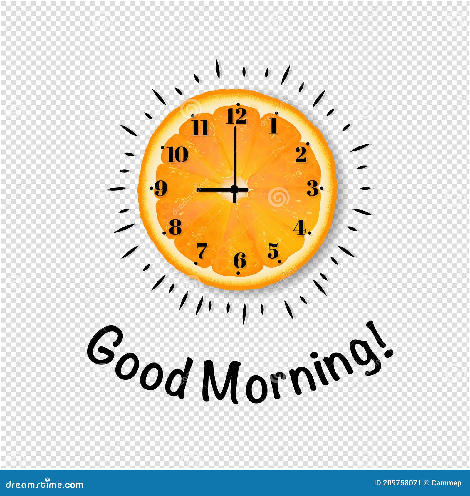 Good Morning Banner with Orange Transparent Background Stock Vector ...