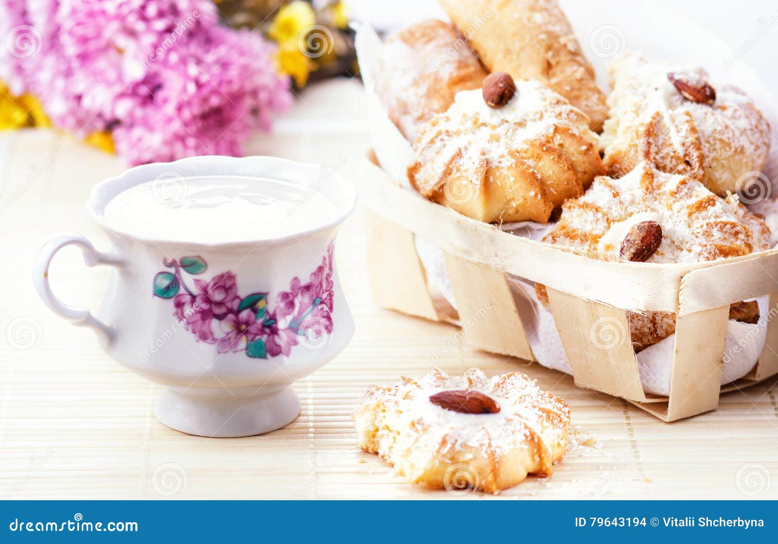 Good Morning. Biscuits and Yoghurt Stock Photo - Image of brown ...