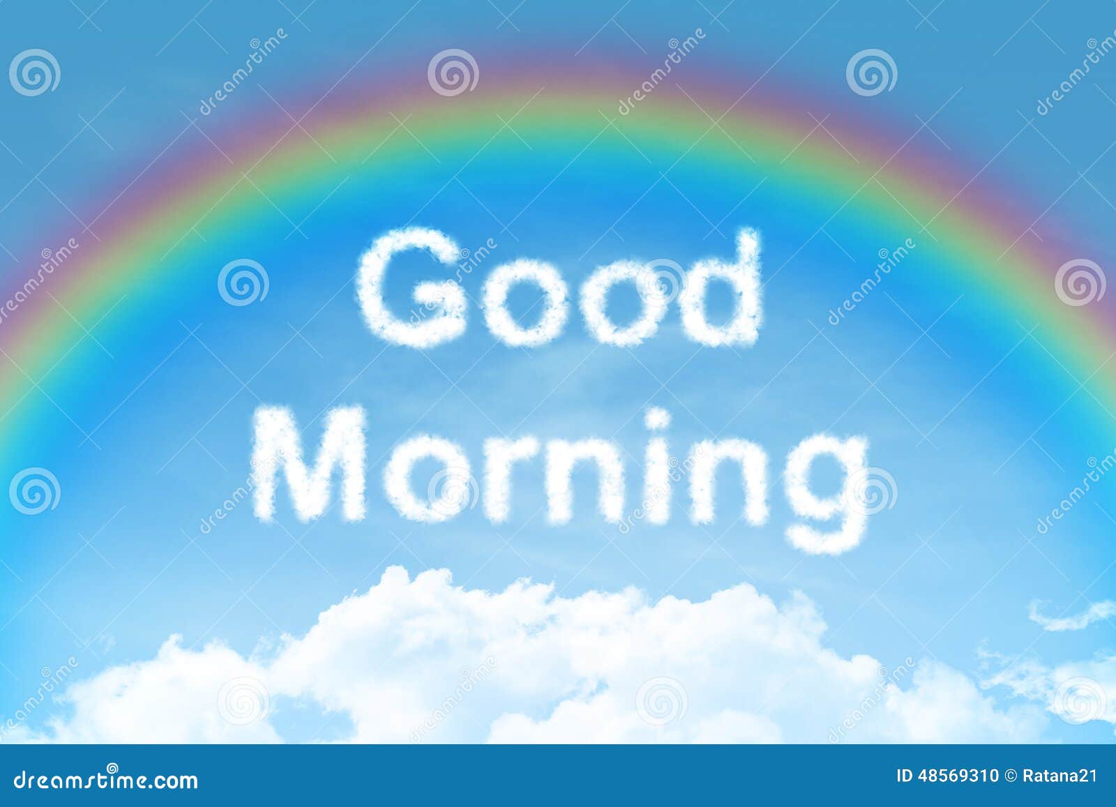 Good Morning Cloud Text with Rainbow Stock Photo - Image of text ...