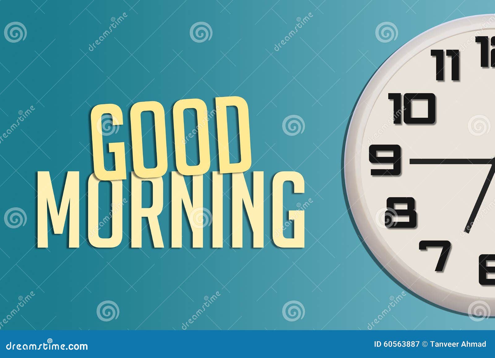 Good Morning Design with Clock Closeup Stock Image - Image of wakeup ...