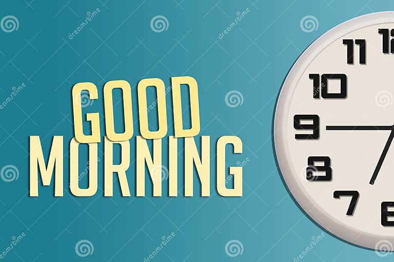 Good Morning Design with Clock Closeup Stock Image - Image of wakeup ...