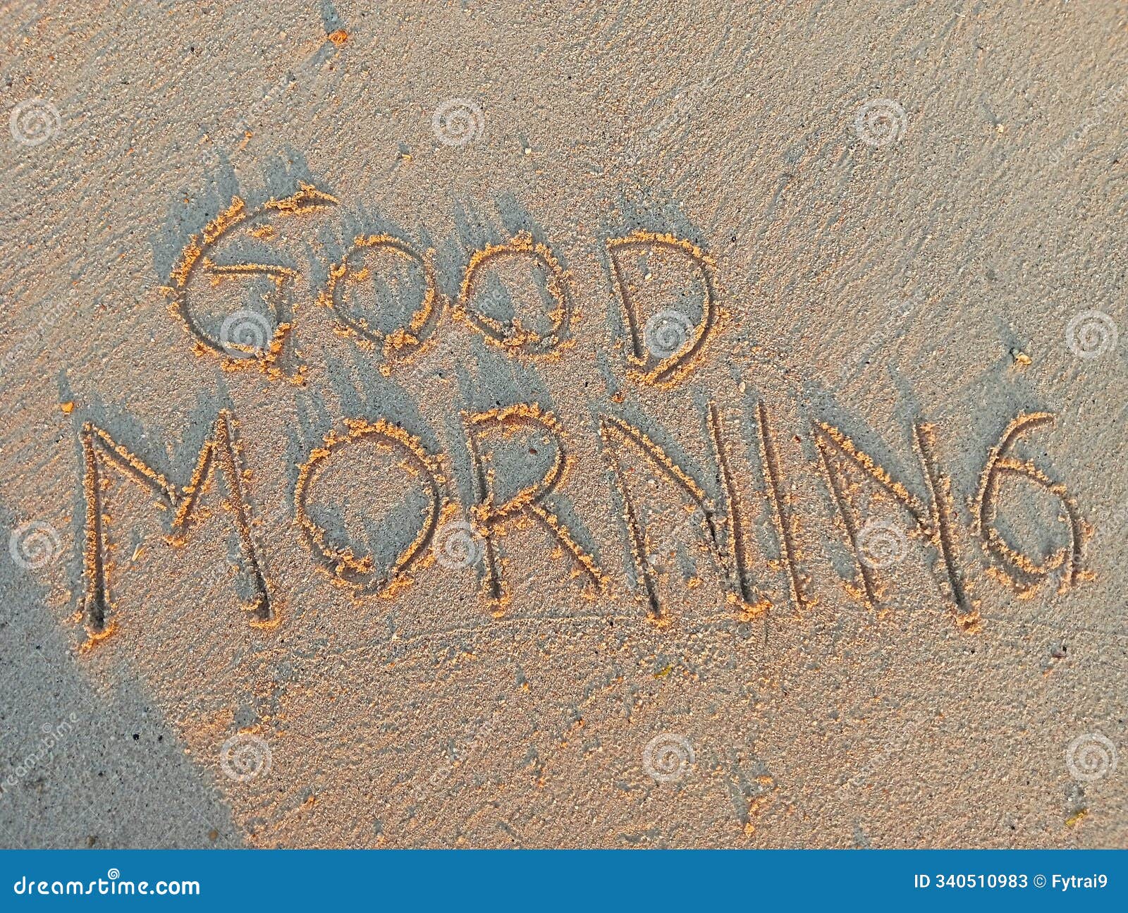 Good Morning Hand Writing on the Sand Beach. Stock Image - Image of ...